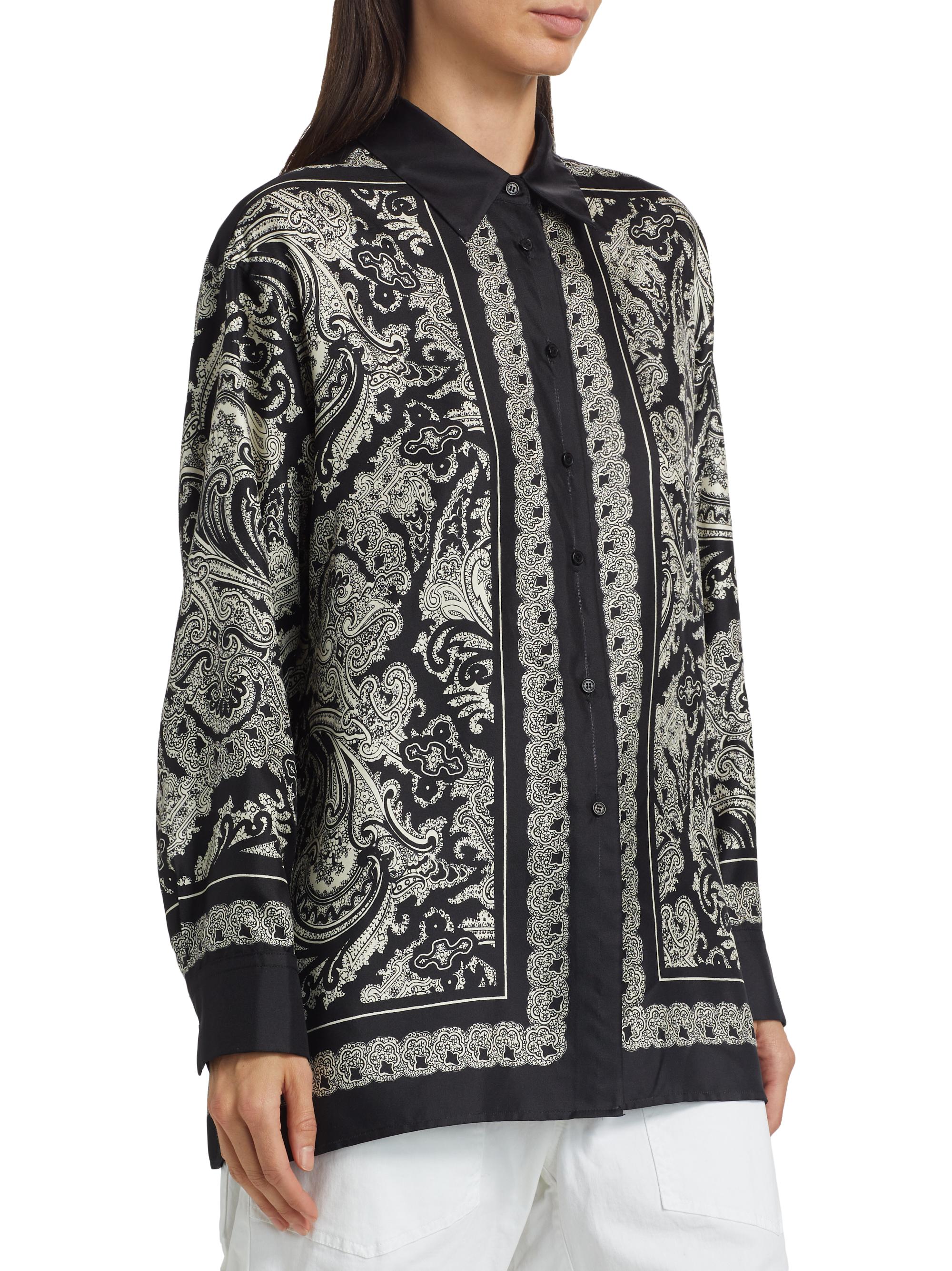 Nili Lotan Alfie Paisley Silk Button-Front Top | Saks Fifth Avenue