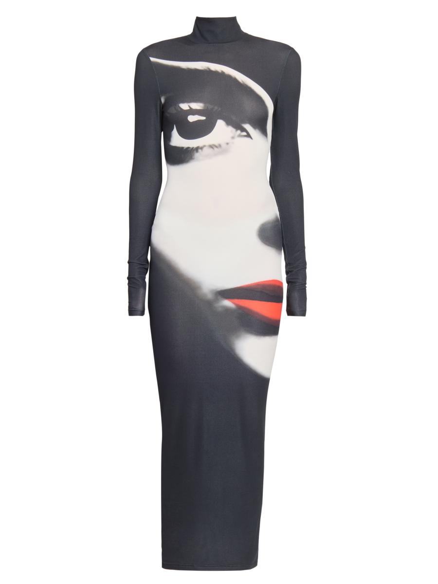 Balmain Graphic Body-Con Turtleneck Maxi Dress | Saks Fifth Avenue