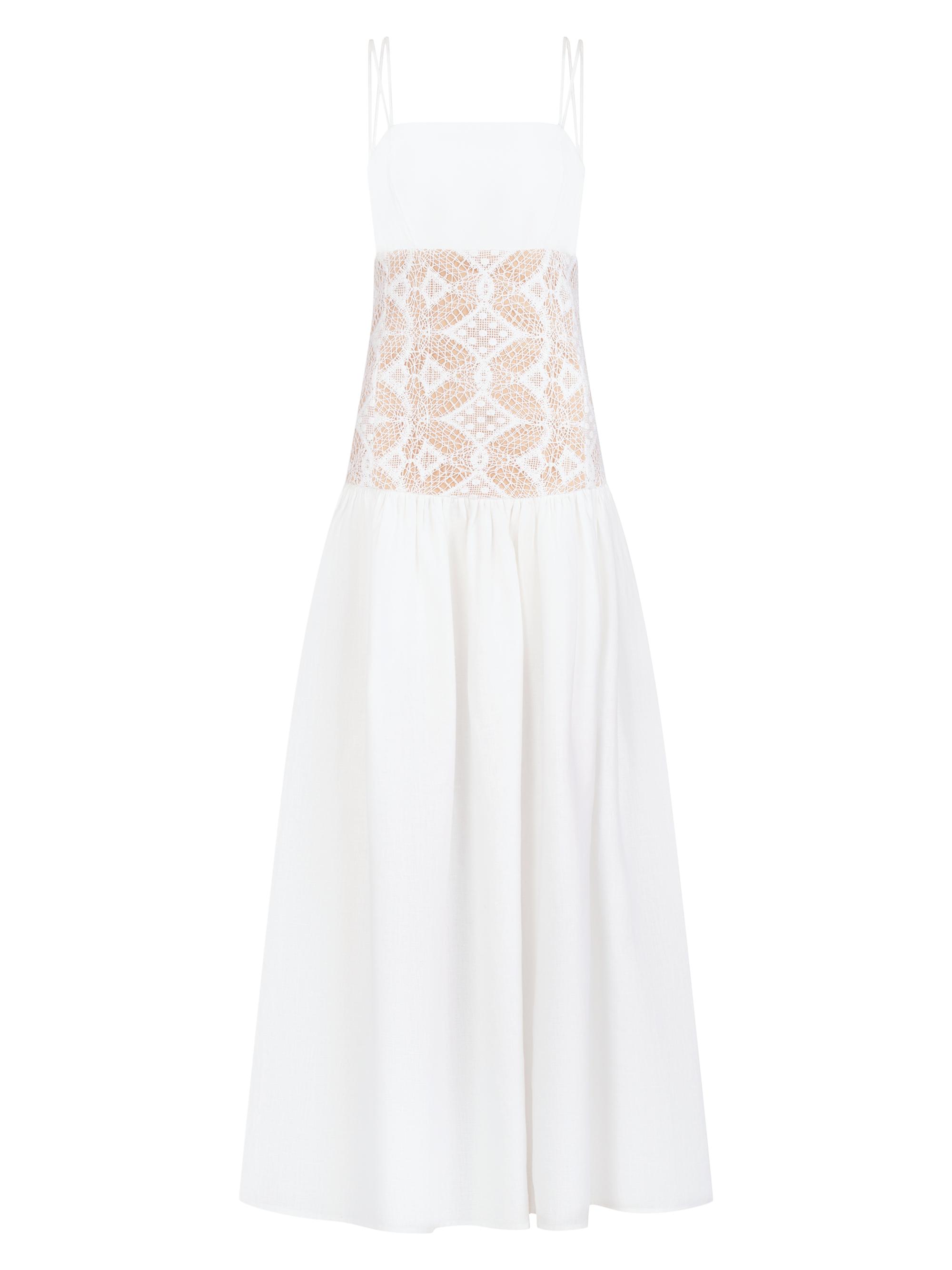 Silvia Tcherassi Pilar Linen & Lace Maxi Dress | Saks Fifth Avenue