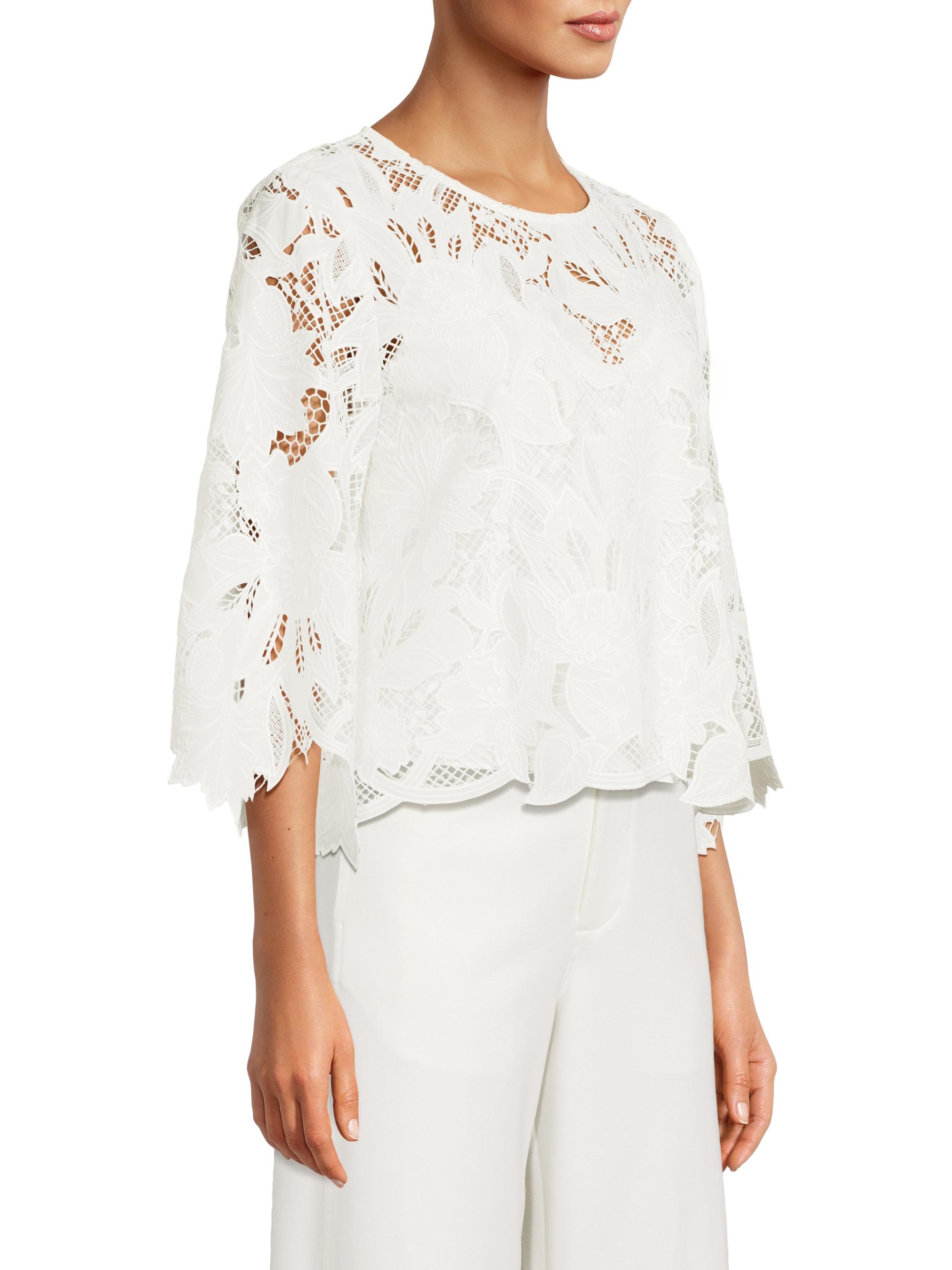 Ungaro Vienna Lace Three-Quarter Sleeve Blouse | Saks Fifth Avenue