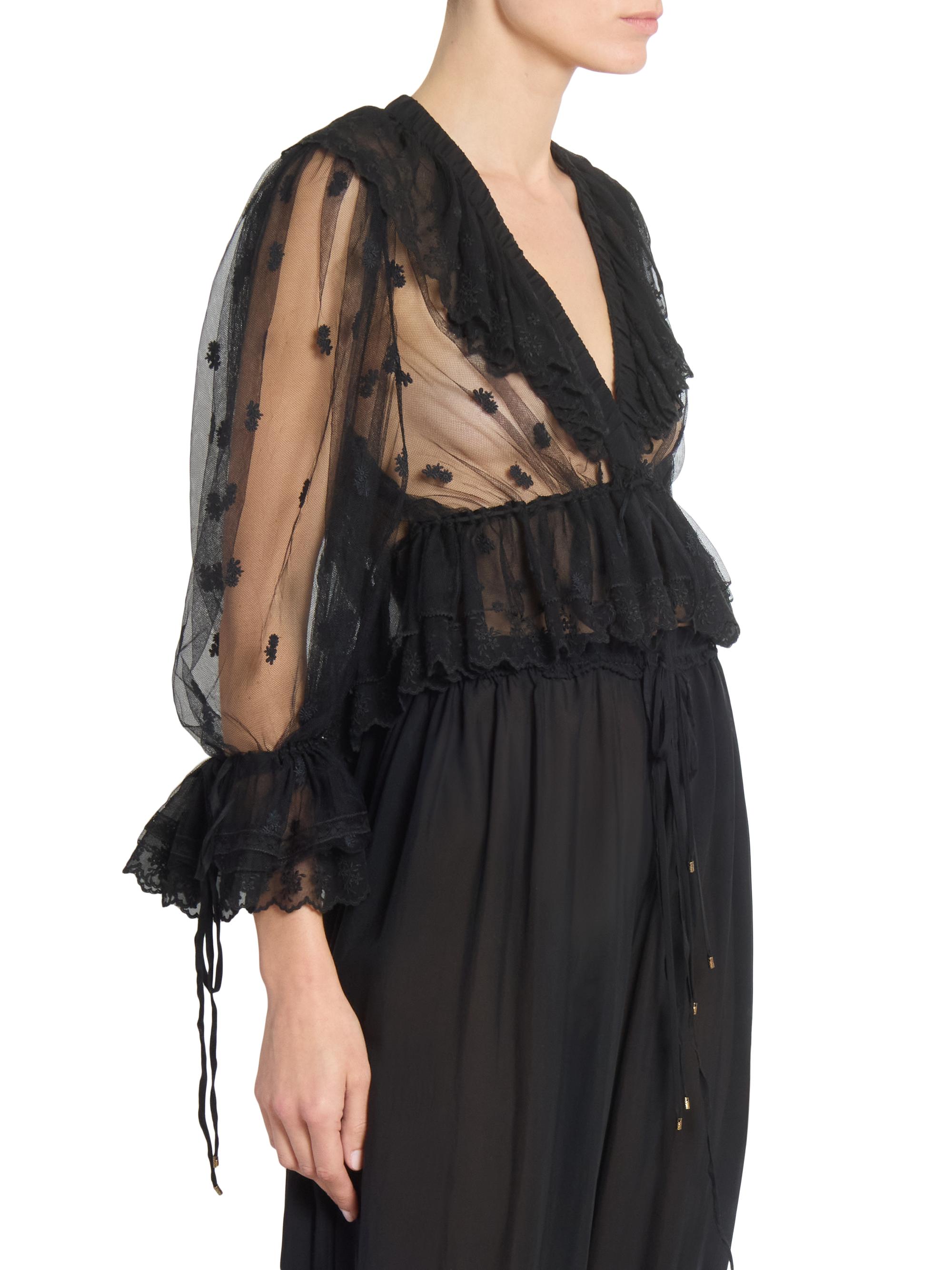 Chloé Ruffled Sheer Lace Top | Saks Fifth Avenue