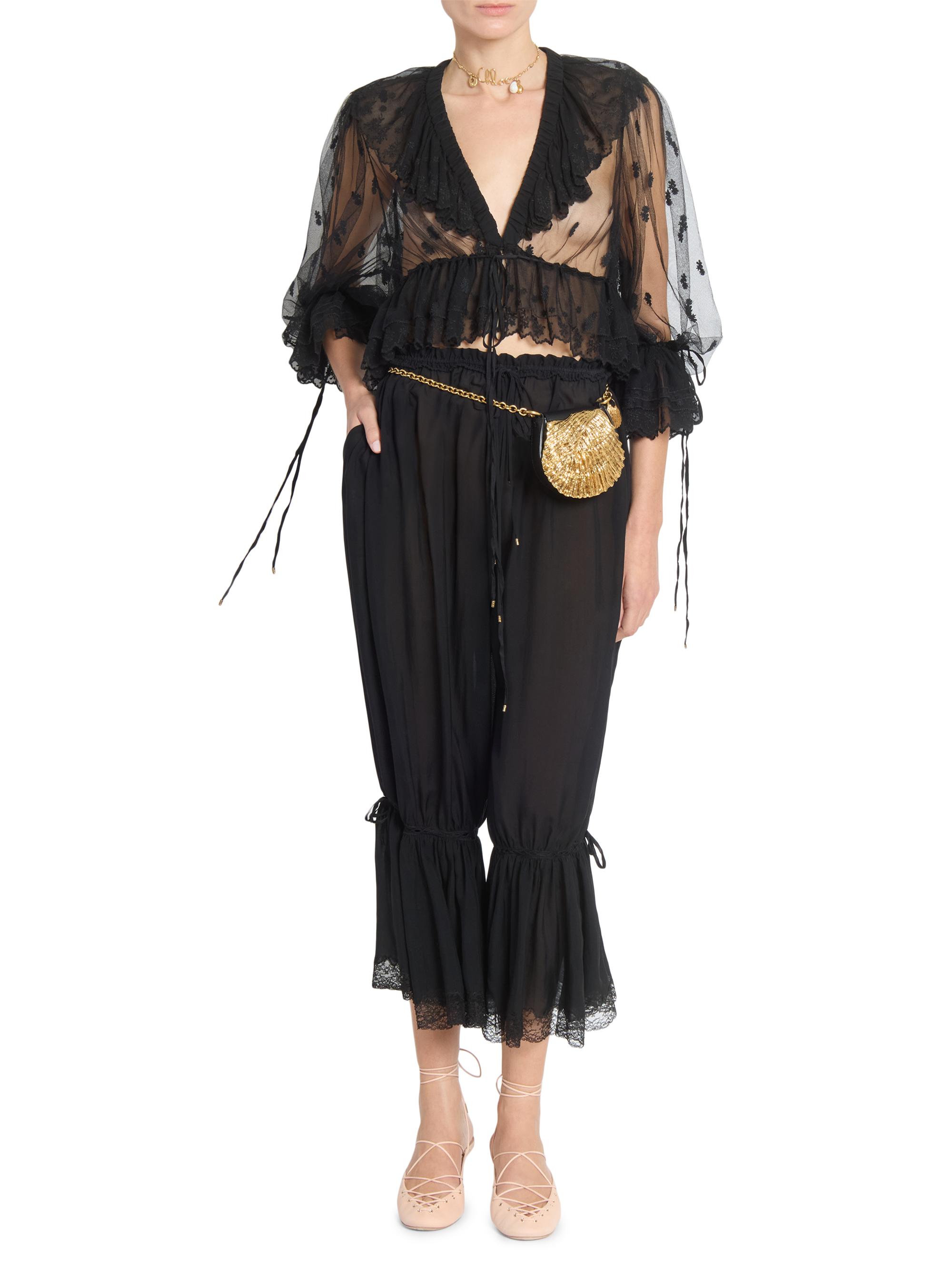 Chloé Ruffled Sheer Lace Top | Saks Fifth Avenue