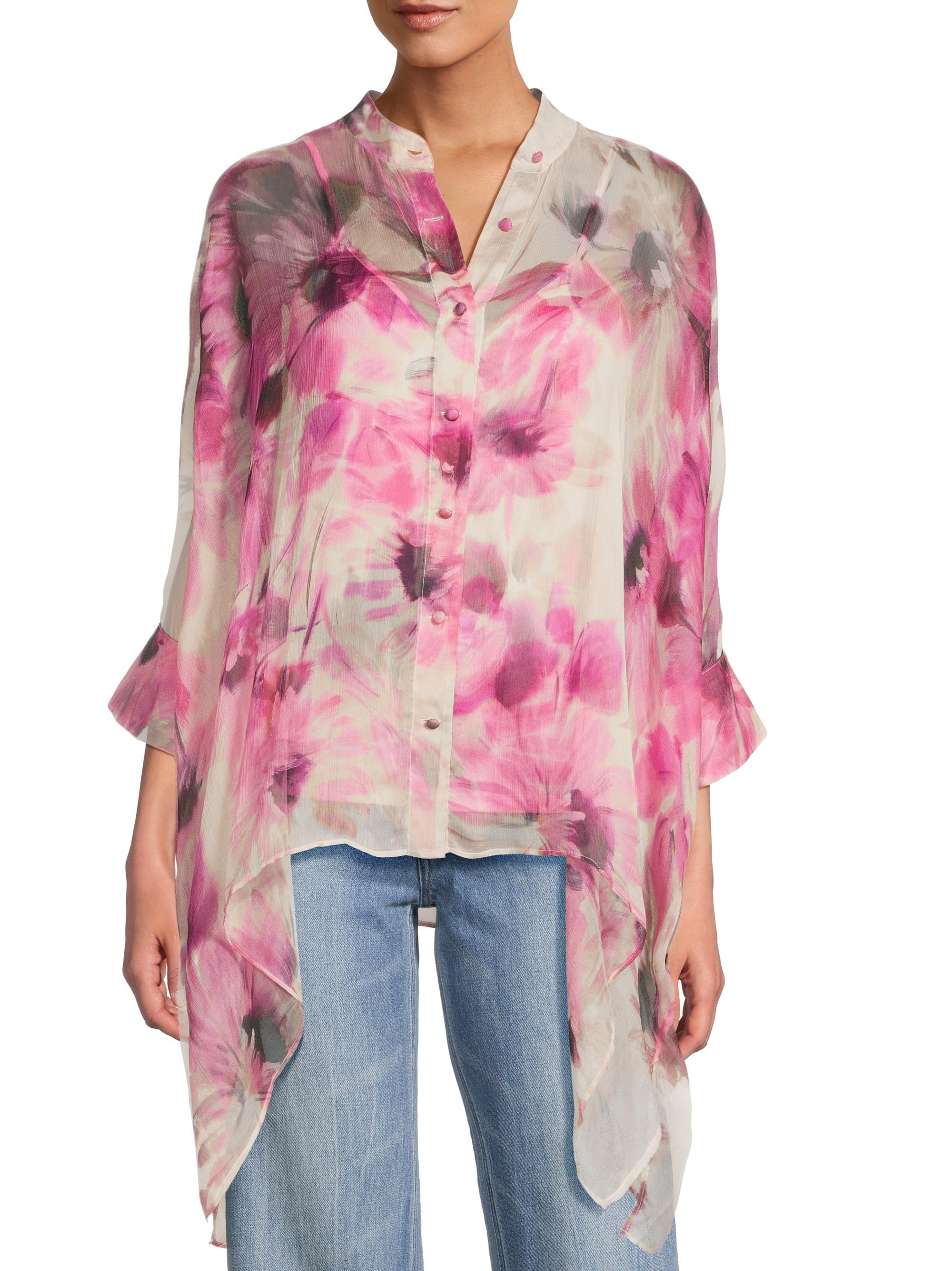Johnny Was Katia Floral Silk Handkerchief Blouse | Saks Fifth Avenue