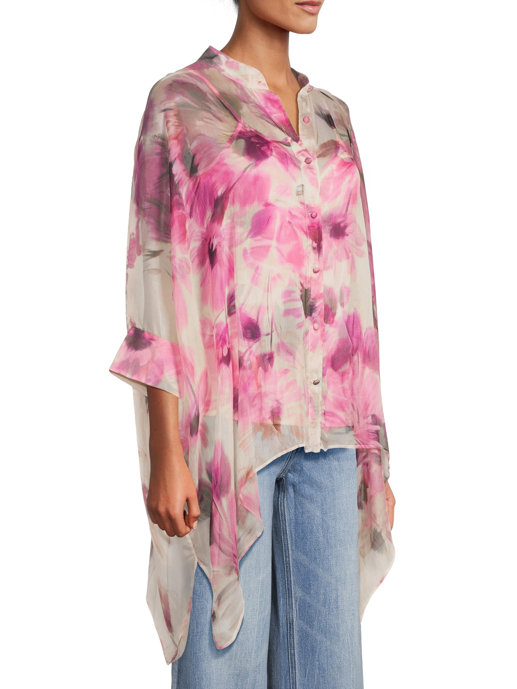 Johnny Was Katia Floral Silk Handkerchief Blouse | Saks Fifth Avenue