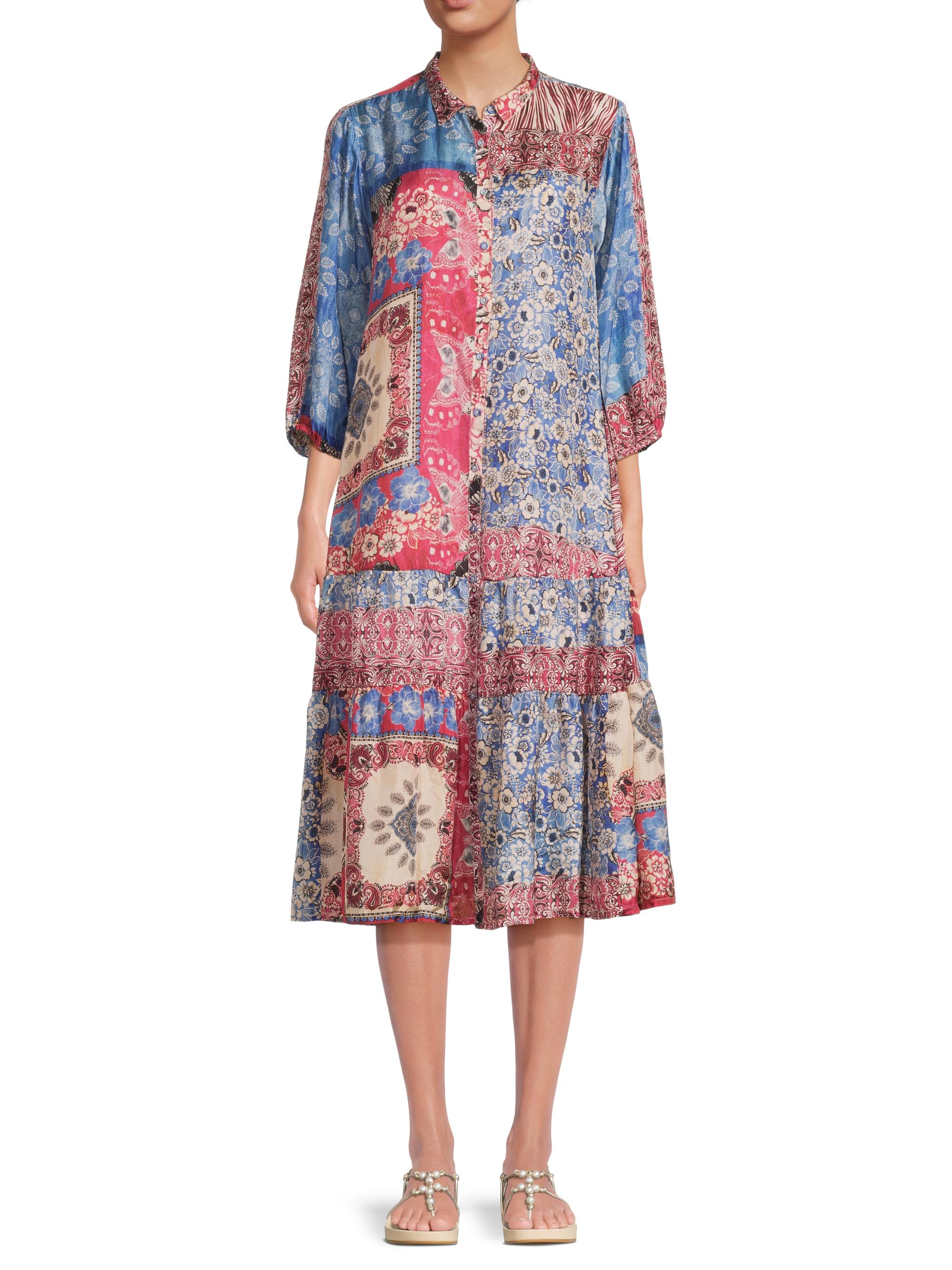 Johnny Was Cornelia Floral Silk Midi-Shirtdress | Saks Fifth Avenue