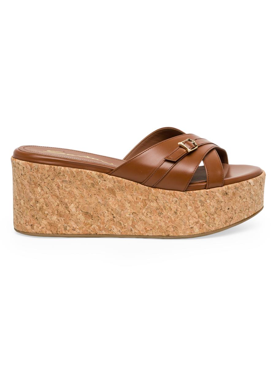 Santoni Leather Platform Sandals | Saks Fifth Avenue