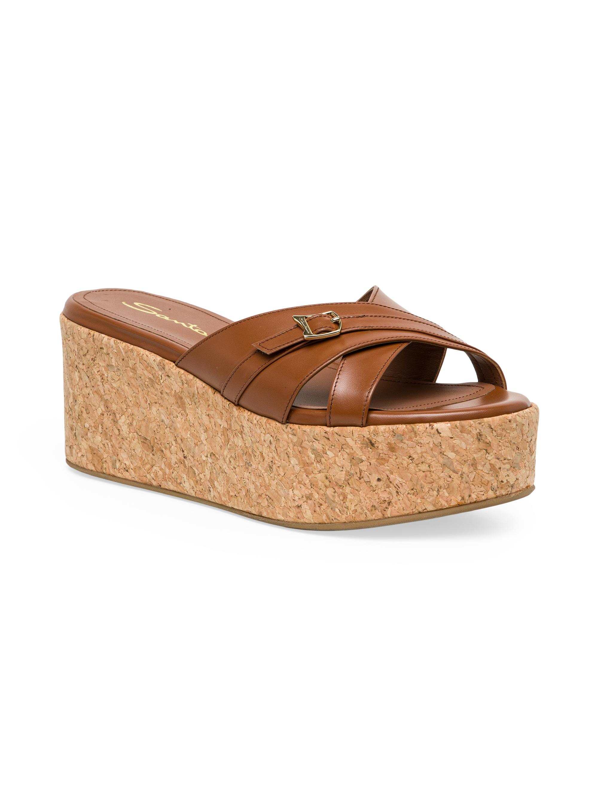 Santoni Leather Platform Sandals | Saks Fifth Avenue