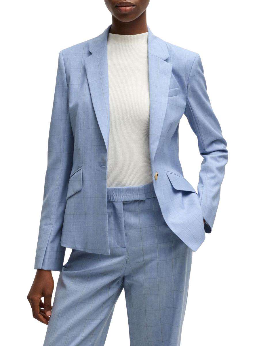 BOSS Slim-Fit Blazer in Checked Wool | Saks Fifth Avenue
