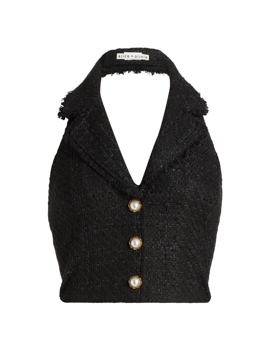 Alice + Olivia Meri Halter Cropped Blazer Top | Saks Fifth Avenue
