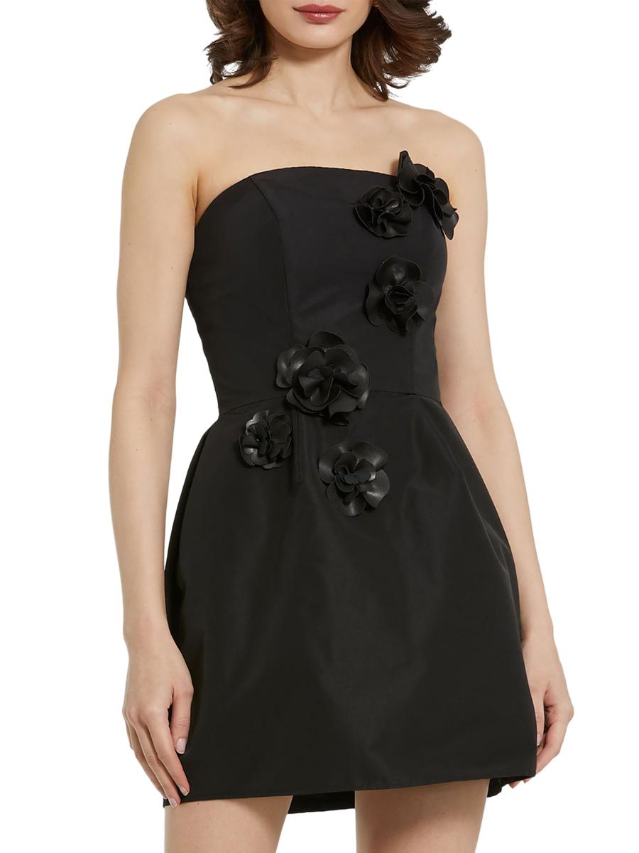 Mac Duggal Floral Appliqué Faille Strapless A-Line Minidress | Saks ...