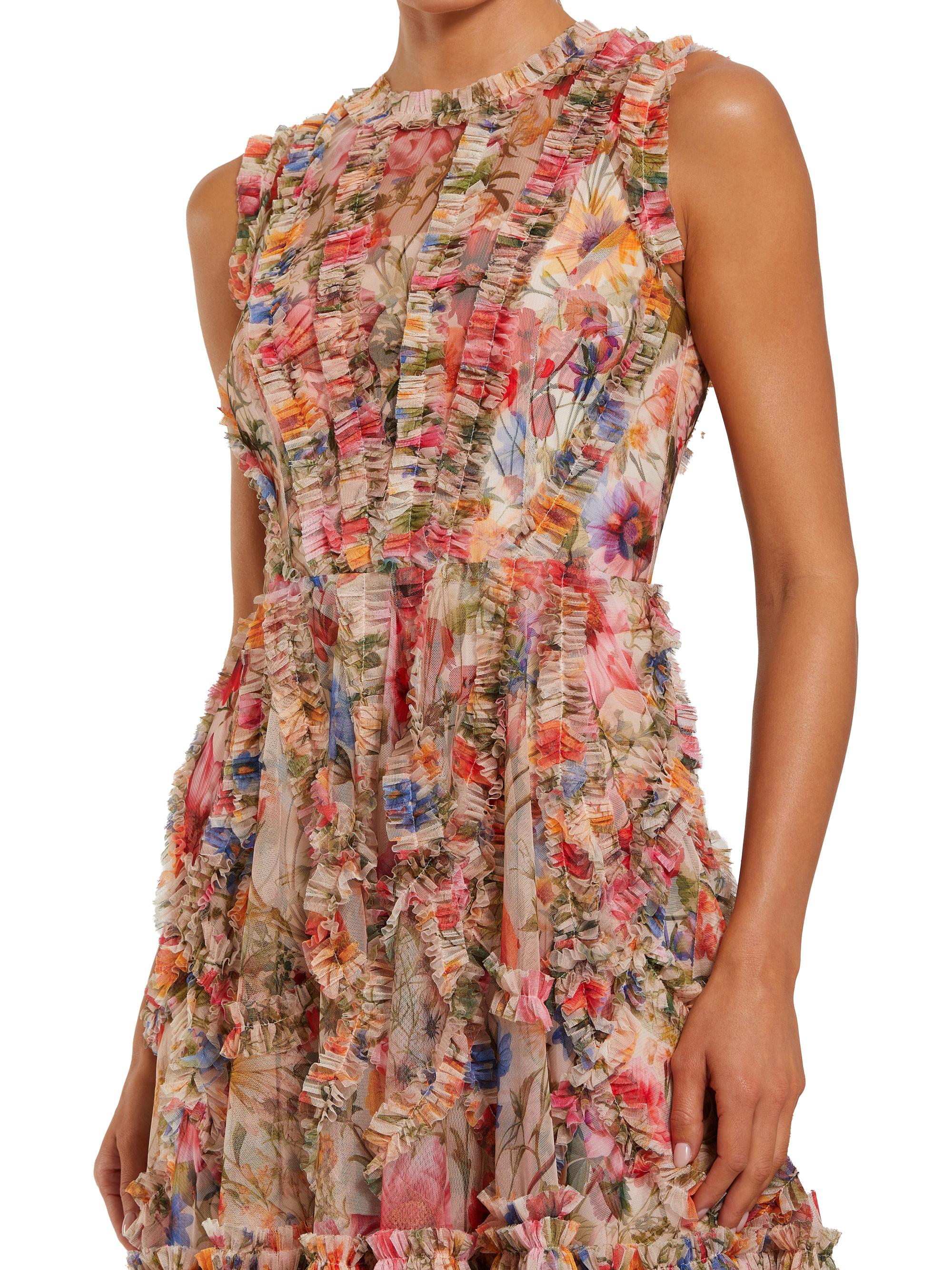 Mac Duggal Floral Micro Ruffle Minidress | Saks Fifth Avenue