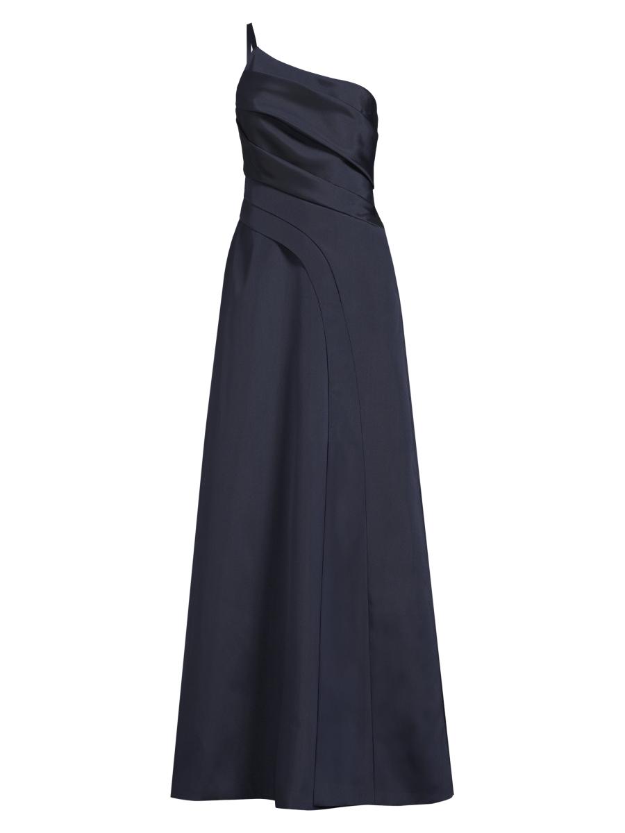 Kay Unger Jillian Sleeveless One-Shoulder Pleated Gown | Saks Fifth Avenue