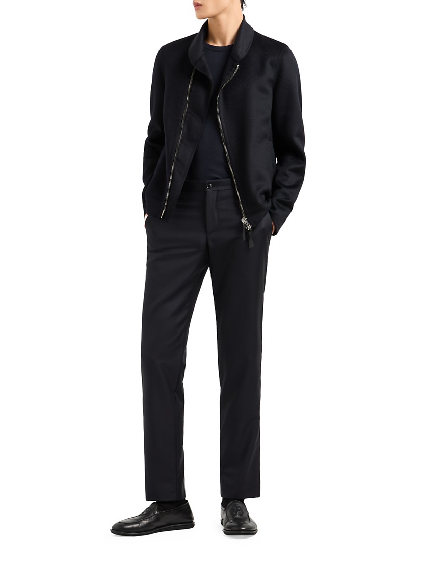 Shop Giorgio Armani Asymmetrical Zip Cashmere-Blend Shirt Shop Giorgio Armani Asymmetrical Zip Cashmere-Blend Shirt