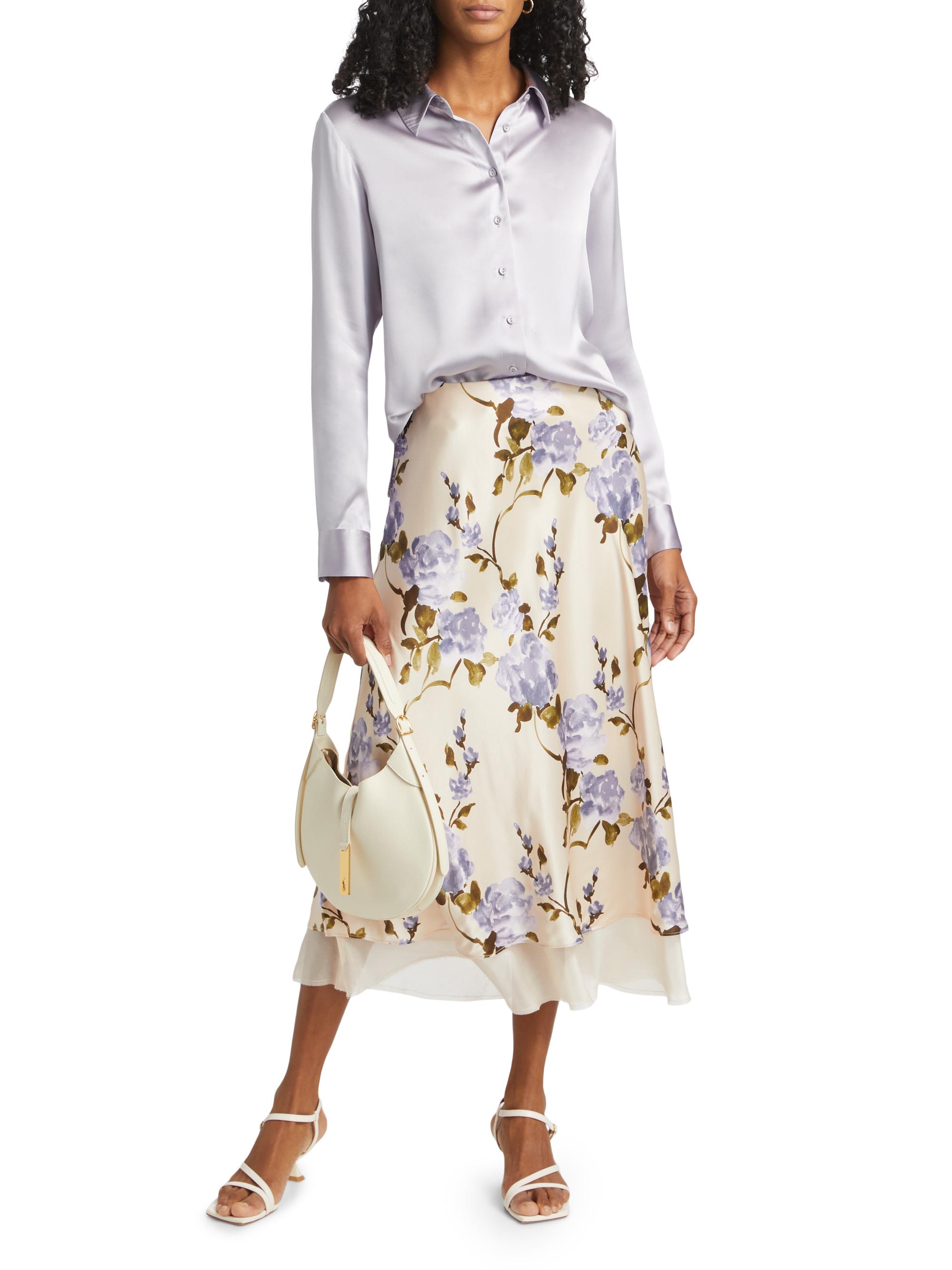 Shop Cami NYC Genoa Silk Chiffon-Trimmed Midi-Skirt | Saks Fifth Avenue