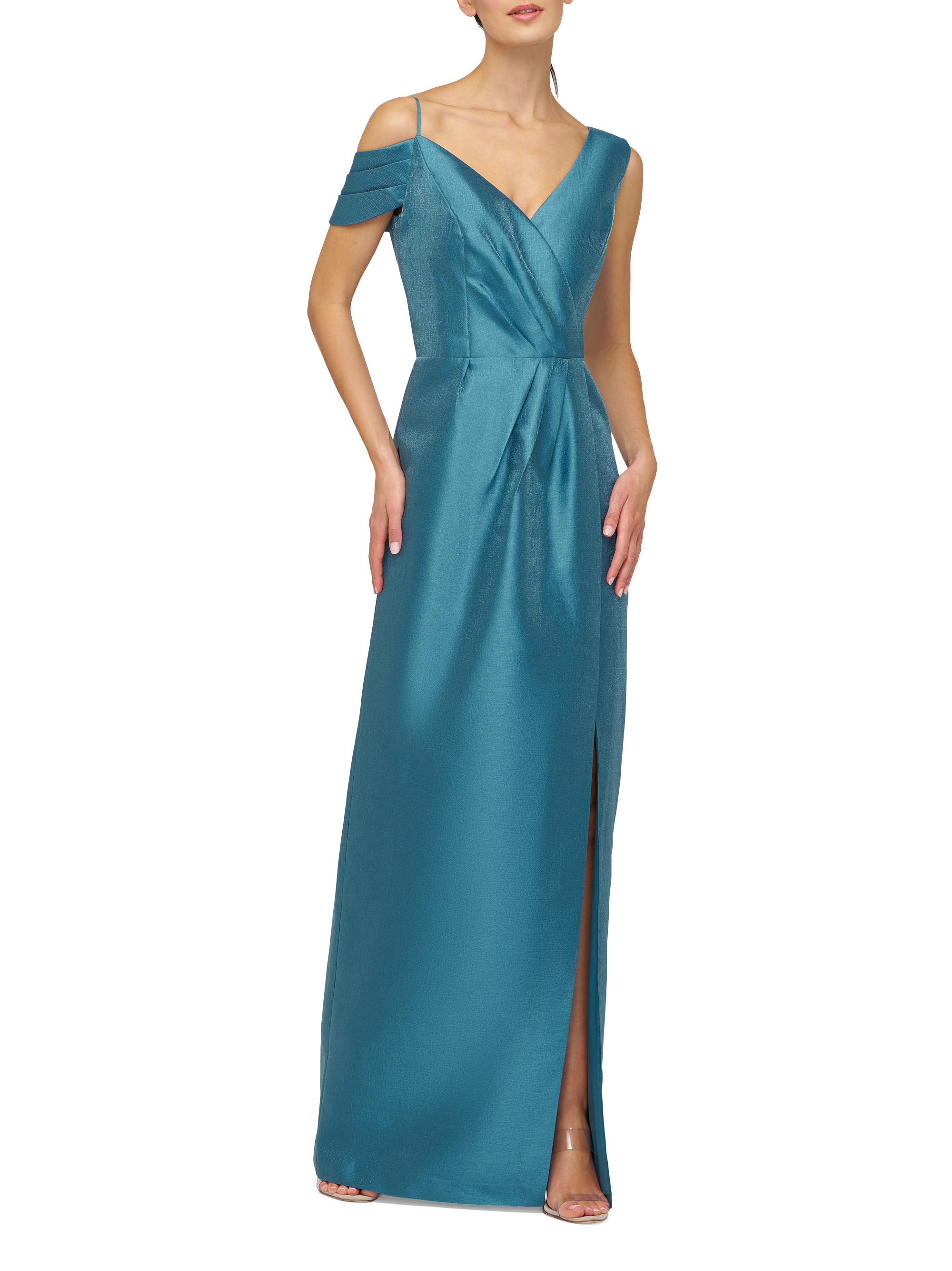 Kay Unger Rowan Asymmetric Metallic Column Gown | Saks Fifth Avenue