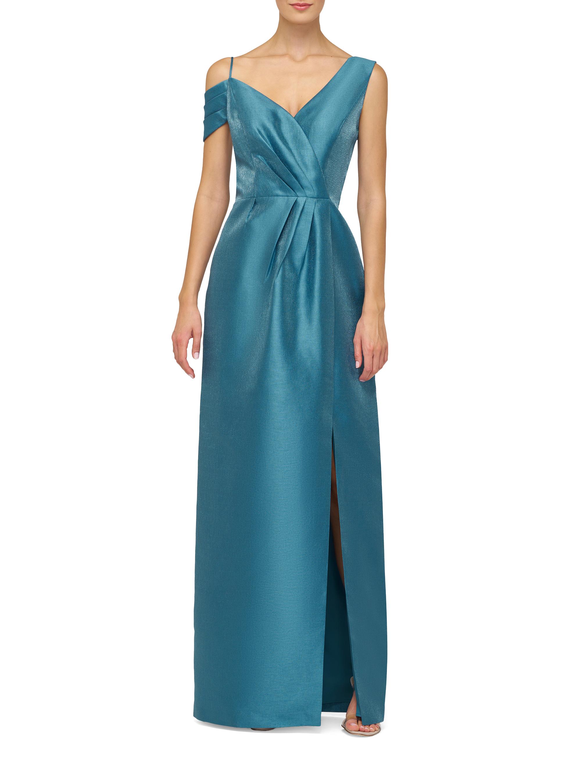 Kay Unger Rowan Asymmetric Metallic Column Gown | Saks Fifth Avenue
