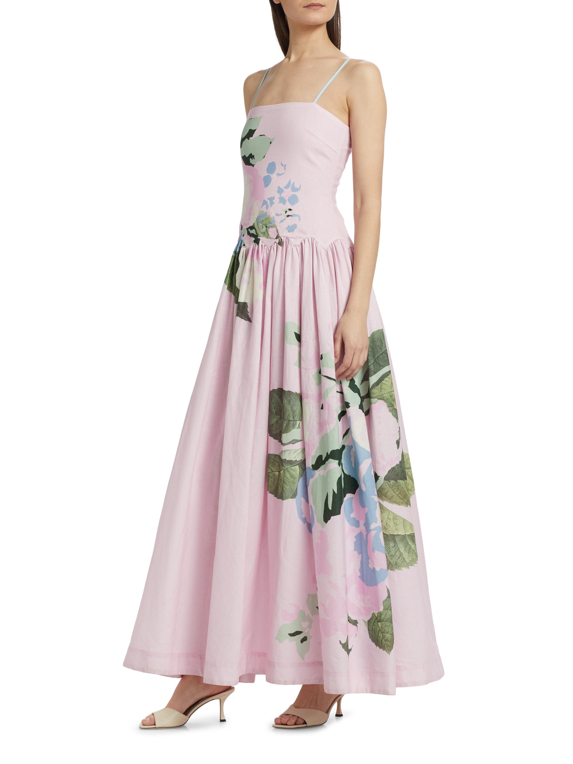 Aston Studio Antiquity Cordelia Floral Cotton-Linen Fit & Flare Maxi ...