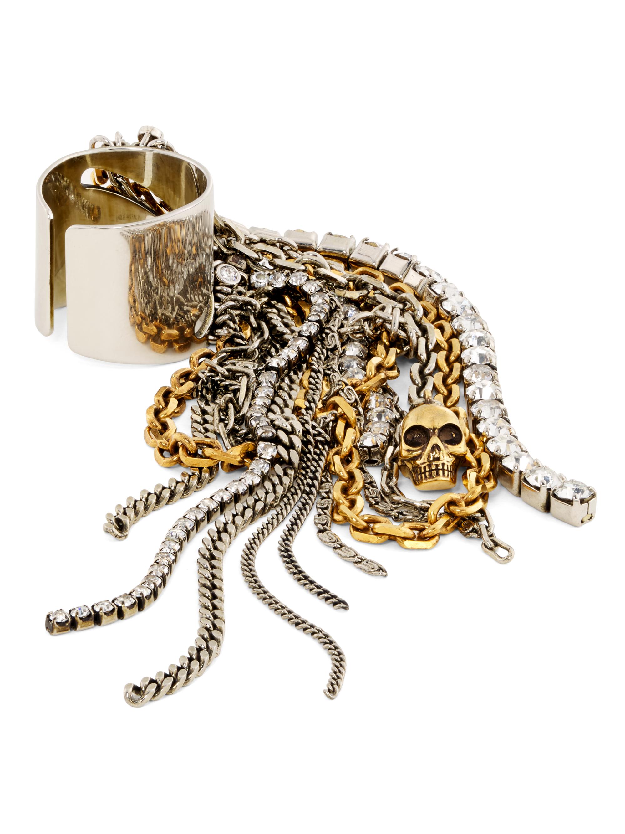McQueen Banshee Two-Tone & Crystal Chain Ring | Saks Fifth Avenue