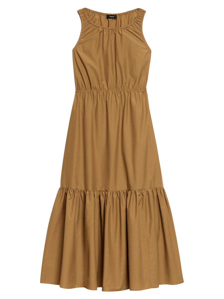 Theory Soft Lawn Sleeveless Gathered Midi-Dress | Saks Fifth Avenue