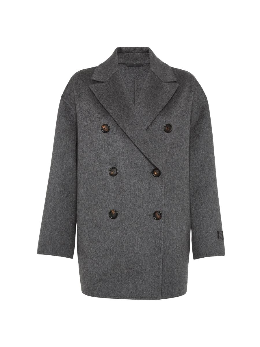 Shop Brunello Cucinelli Hand Crafted Cashmere Double Beaver Cloth Pea ...