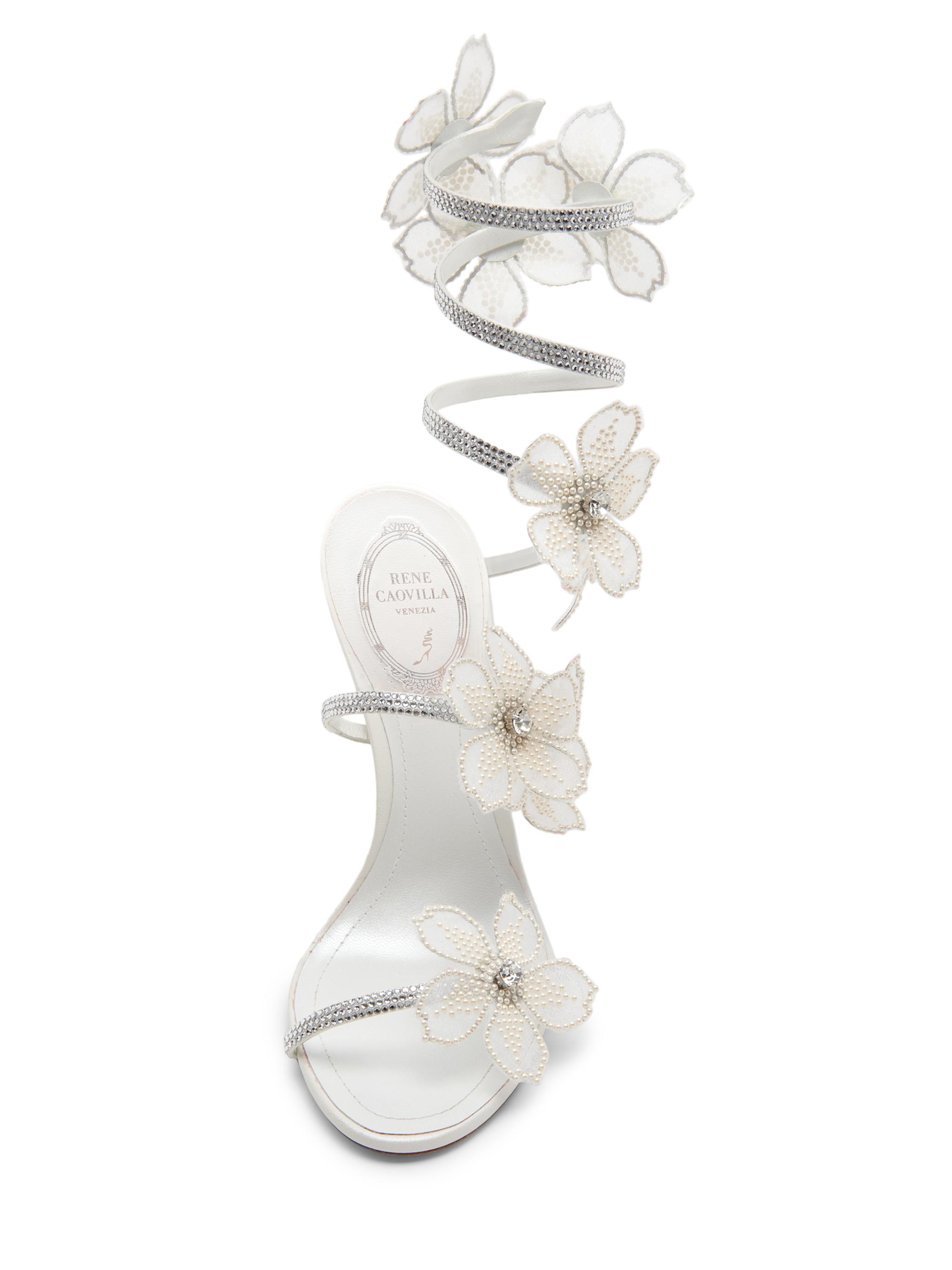 Rene Caovilla Cleo 105MM Crystal-Embellished Floral Satin Sandals ...