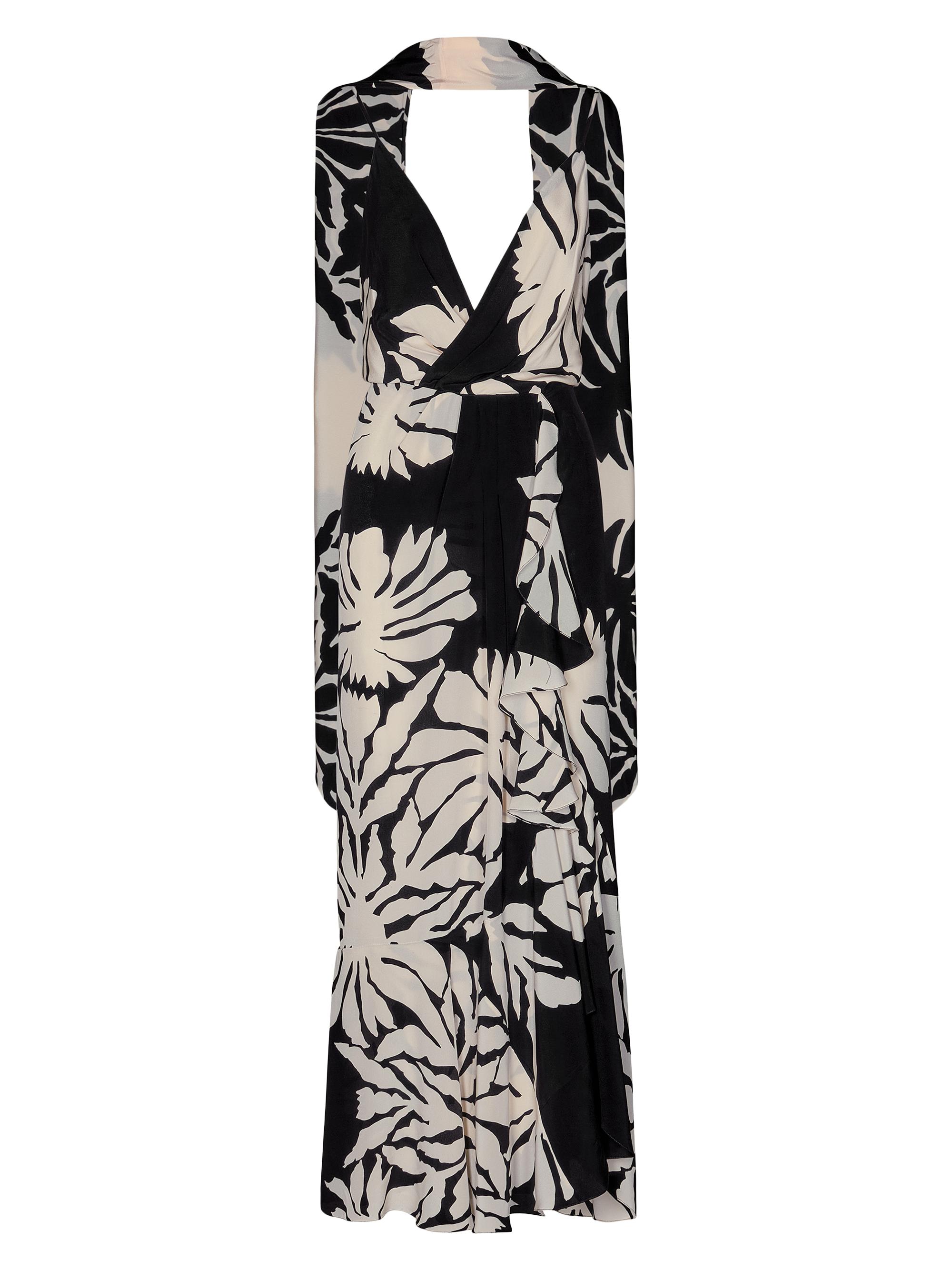 Johanna Ortiz Santa Cruz Two-Piece Tropical Silk Maxi Dress & Scarf Set ...