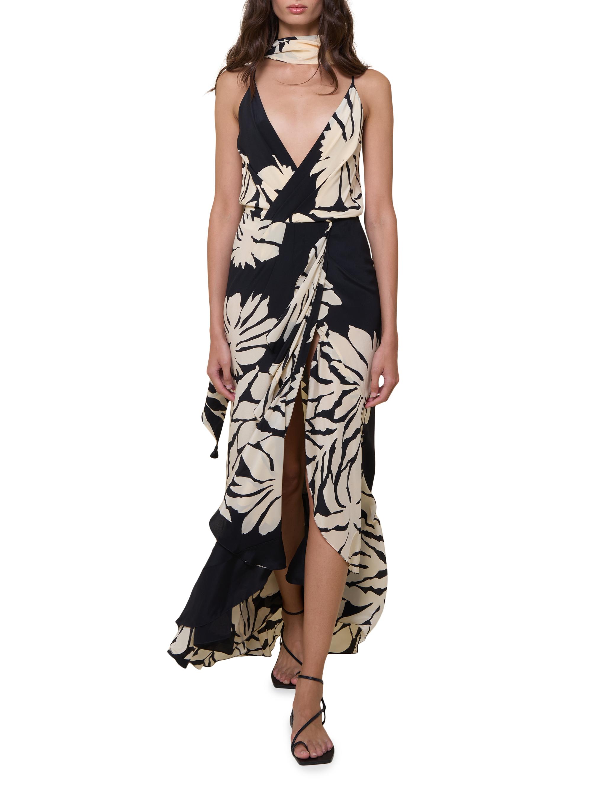 Johanna Ortiz Santa Cruz Two-Piece Tropical Silk Maxi Dress & Scarf Set ...