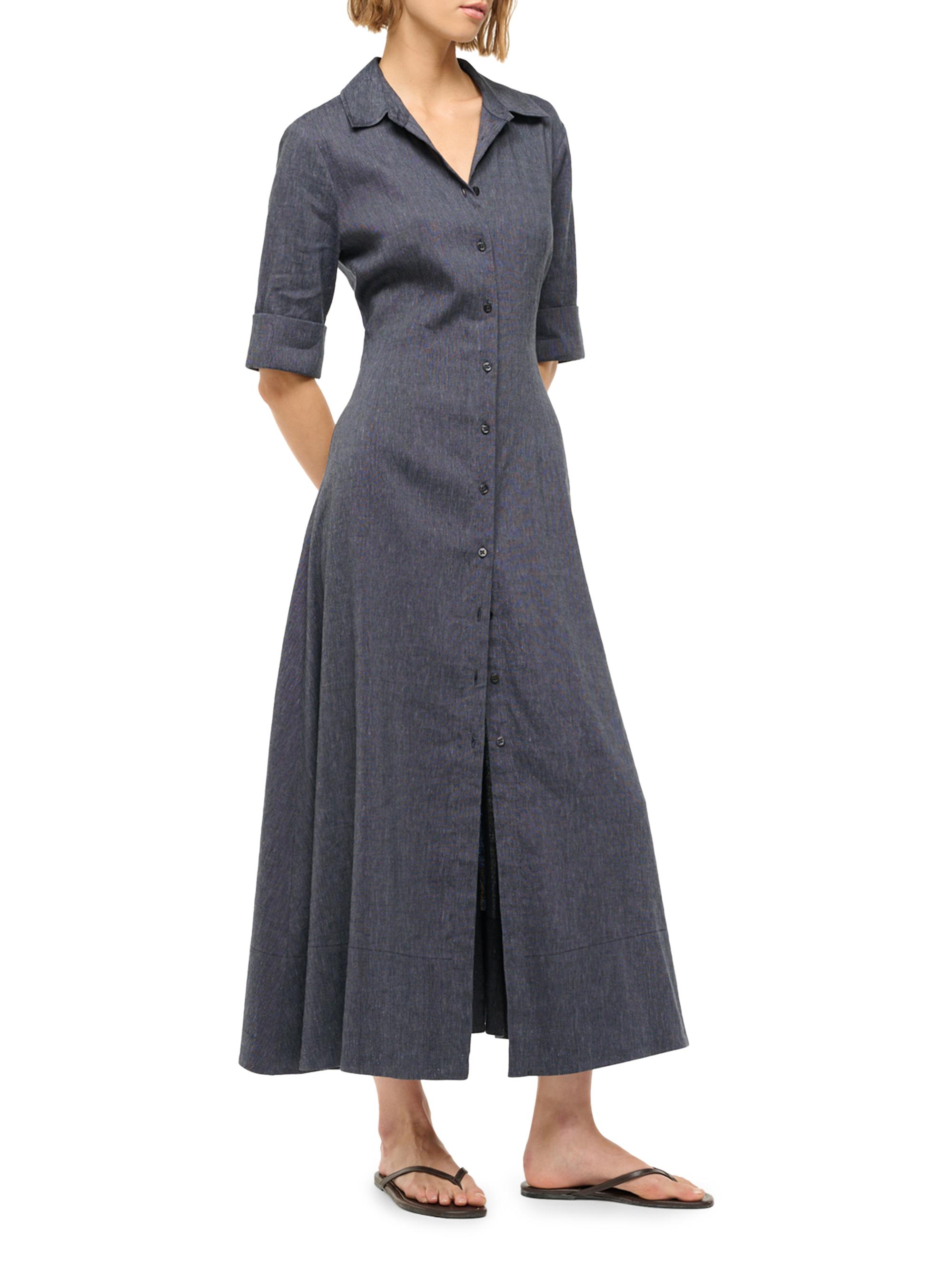 Shop Staud Joan Linen-Blend Midi-Shirtdress | Saks Fifth Avenue