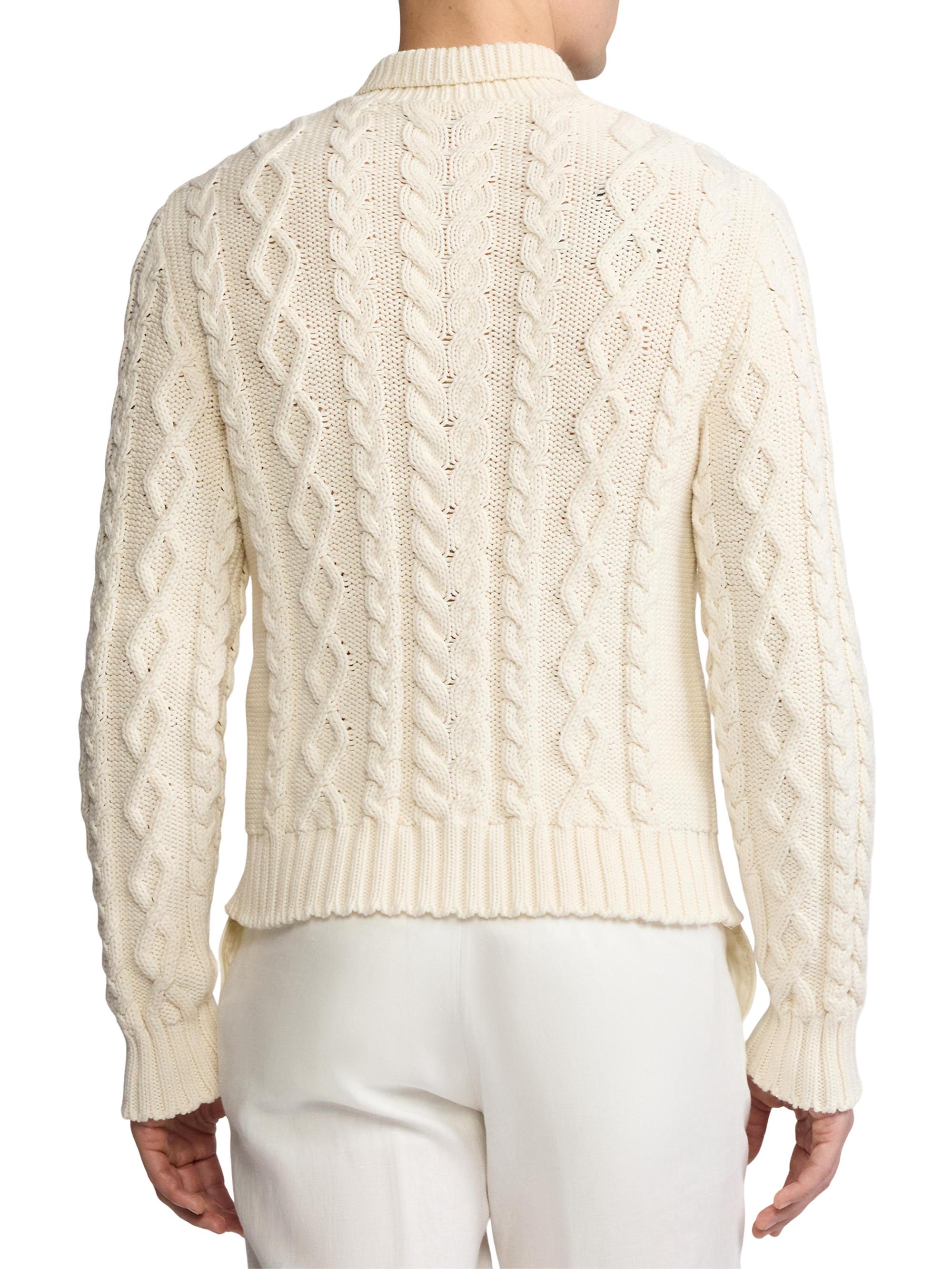Ralph Lauren Purple Label Cable-Knit Cotton-Blend Sweater | Saks Fifth ...