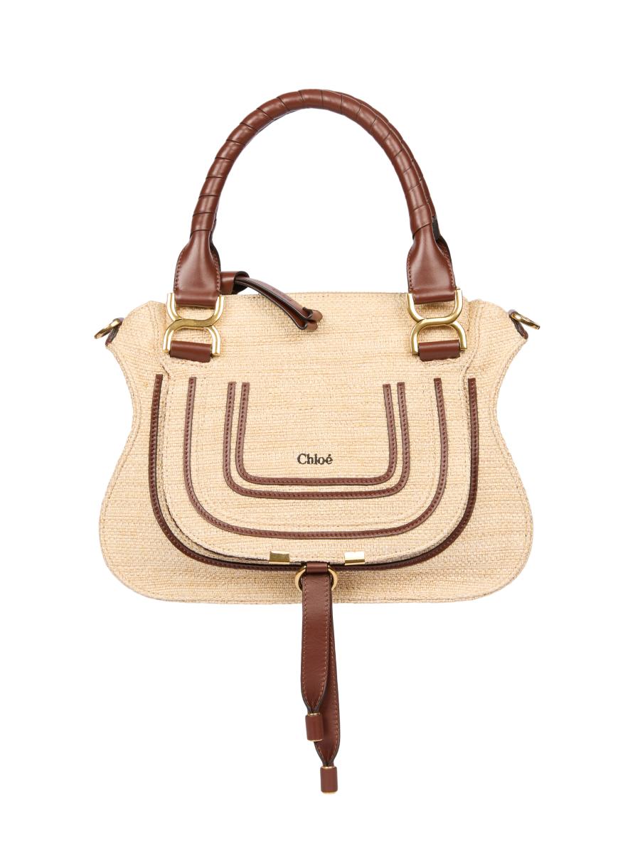 Shop Chloé Small Marcie Double Carry Raffia & Leather Satchel | Saks ...