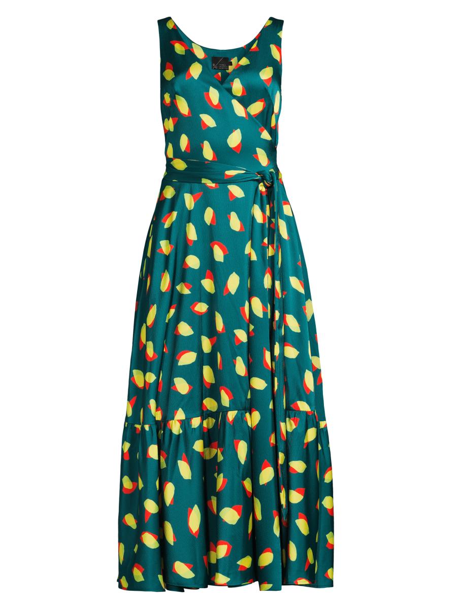 Undra Celeste Everyday Tropics Flirty Satin Wrap Maxi Dress | Saks ...