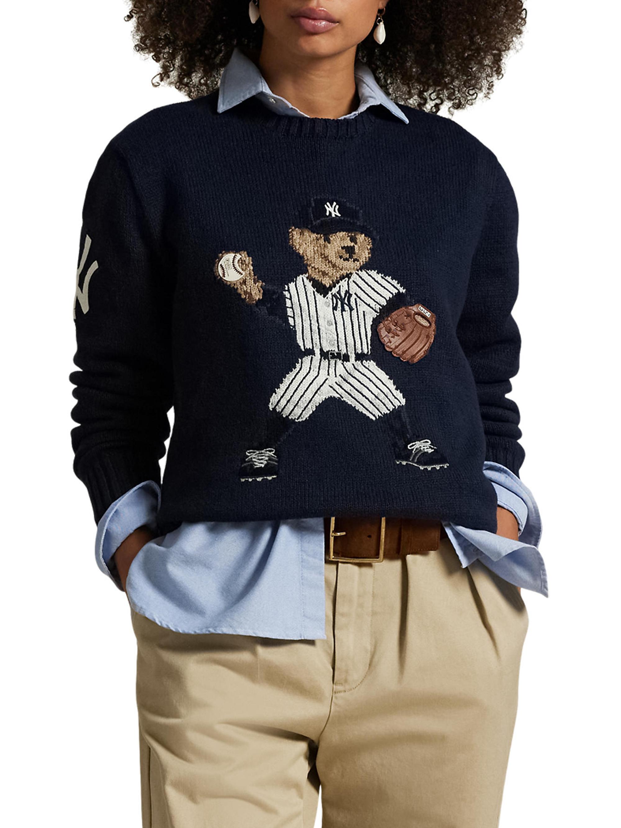 Polo Ralph Lauren Yankees Bear Linen-Cotton Sweater | Saks Fifth Avenue