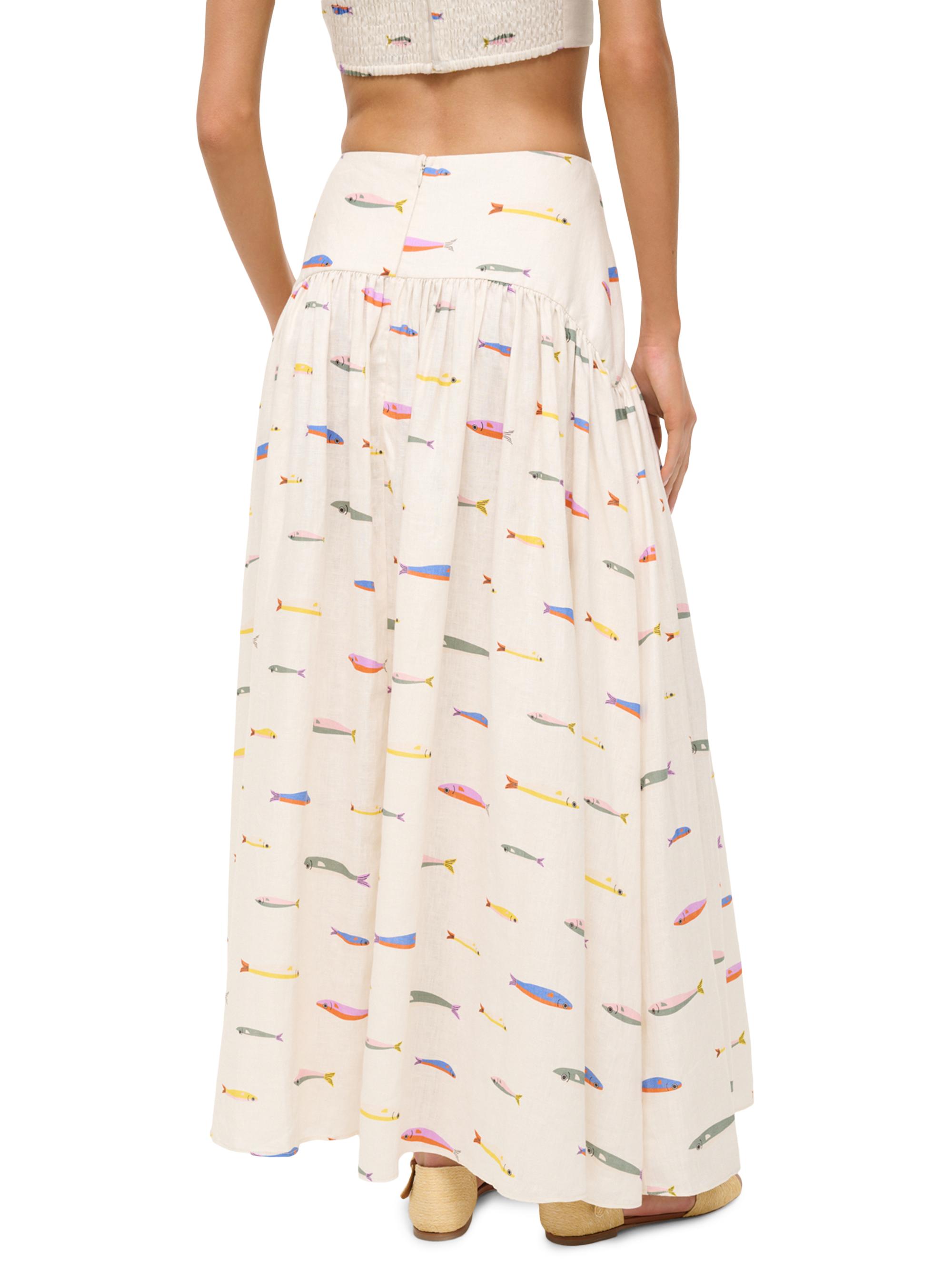Staud Procida Fish-Print Linen Maxi Skirt | Saks Fifth Avenue