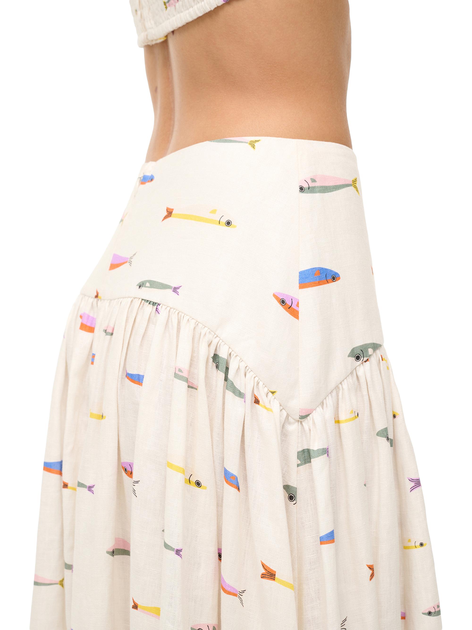 Staud Procida Fish-Print Linen Maxi Skirt | Saks Fifth Avenue