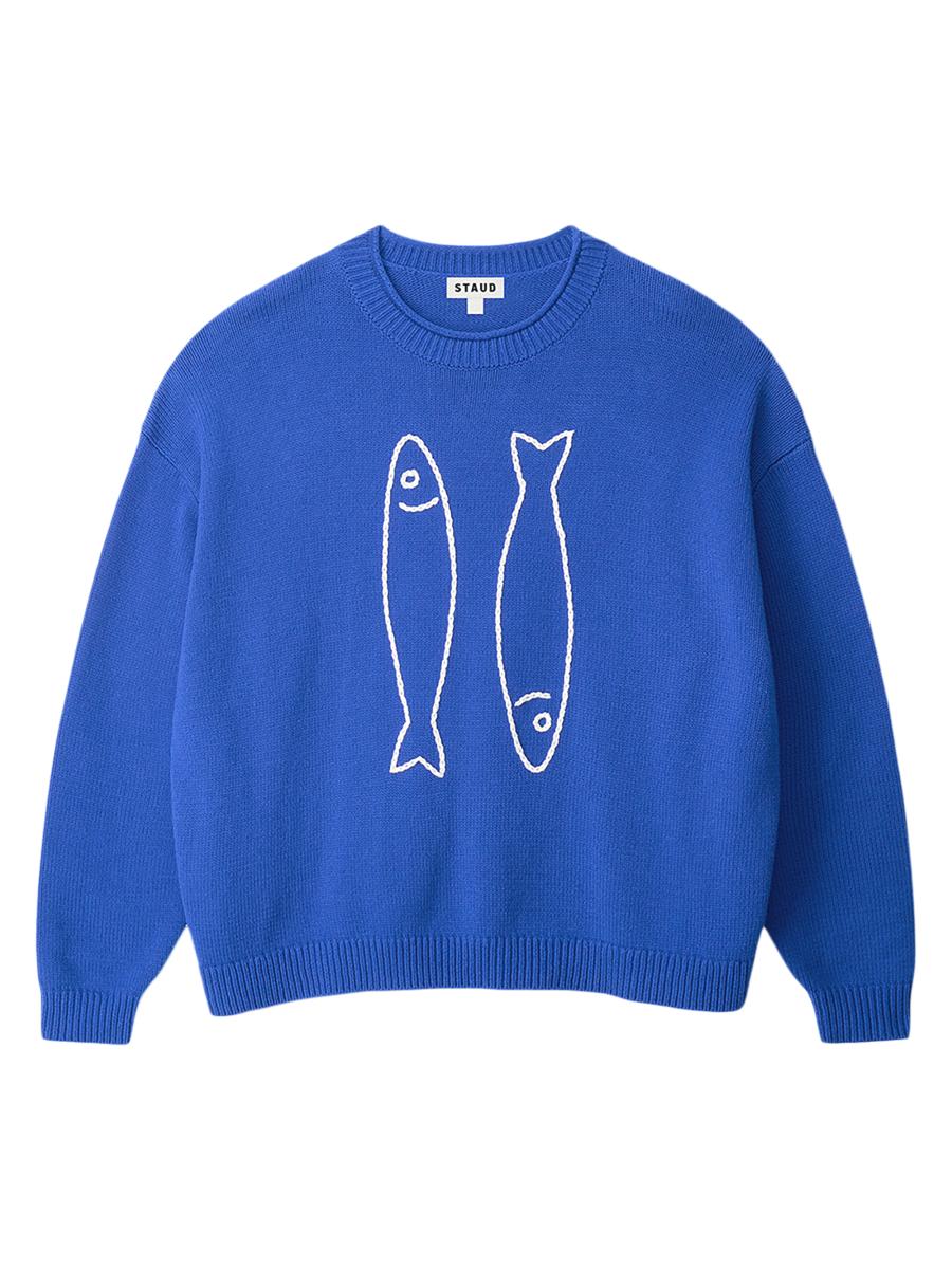 Staud Giada Fish-Print Crewneck Sweater | Saks Fifth Avenue