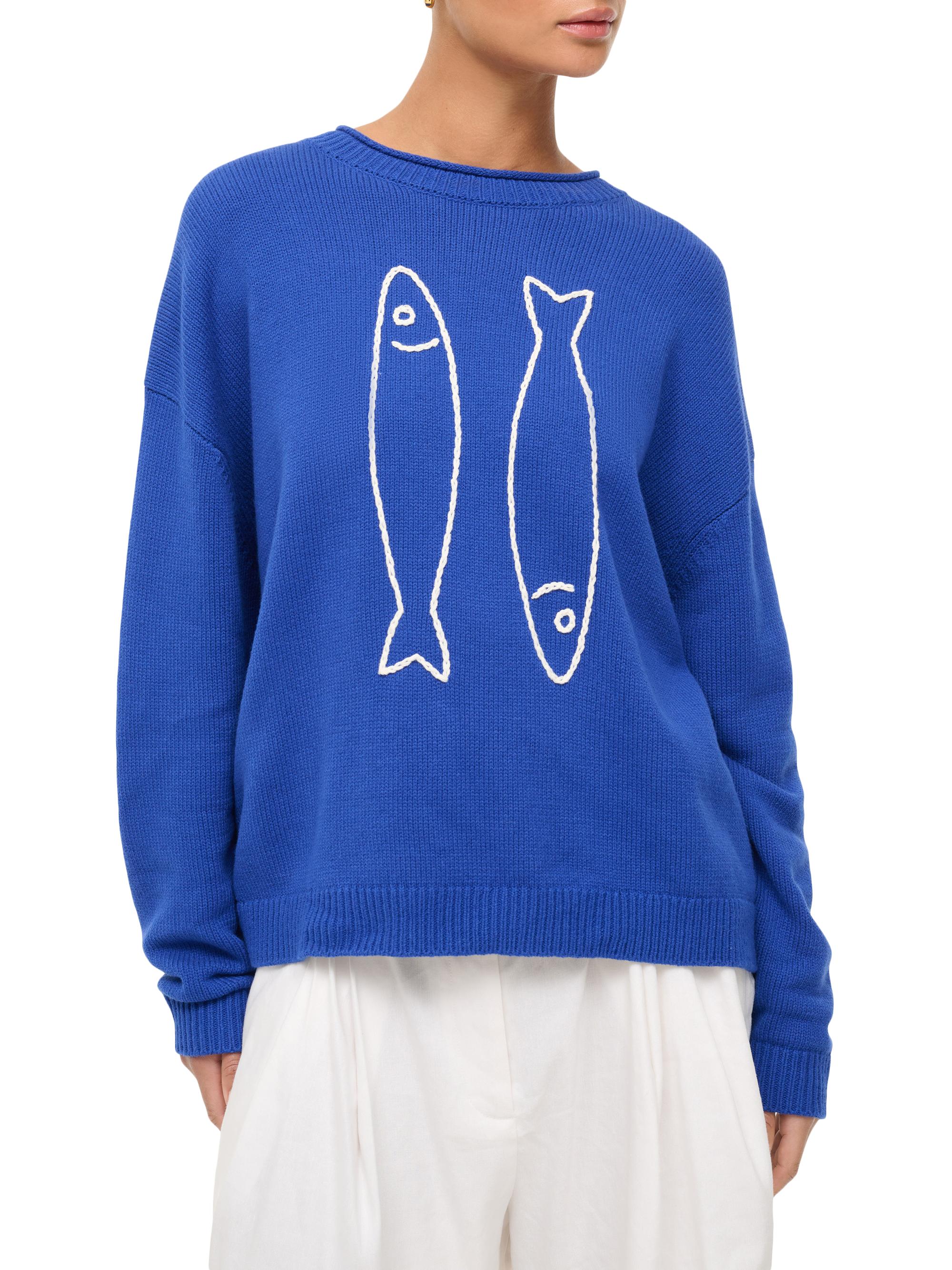 Staud Giada Fish-Print Crewneck Sweater | Saks Fifth Avenue