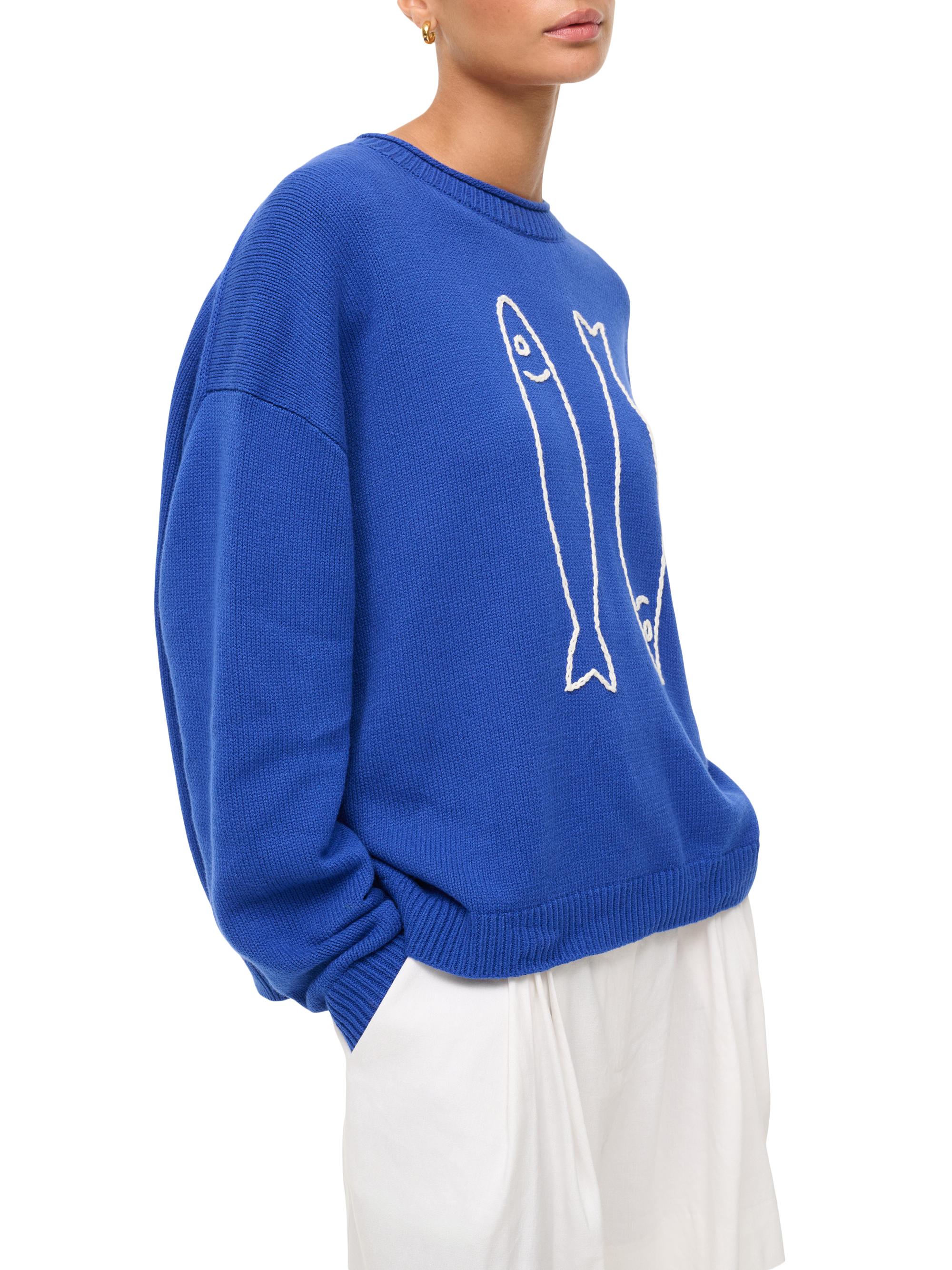 Staud Giada Fish-Print Crewneck Sweater | Saks Fifth Avenue