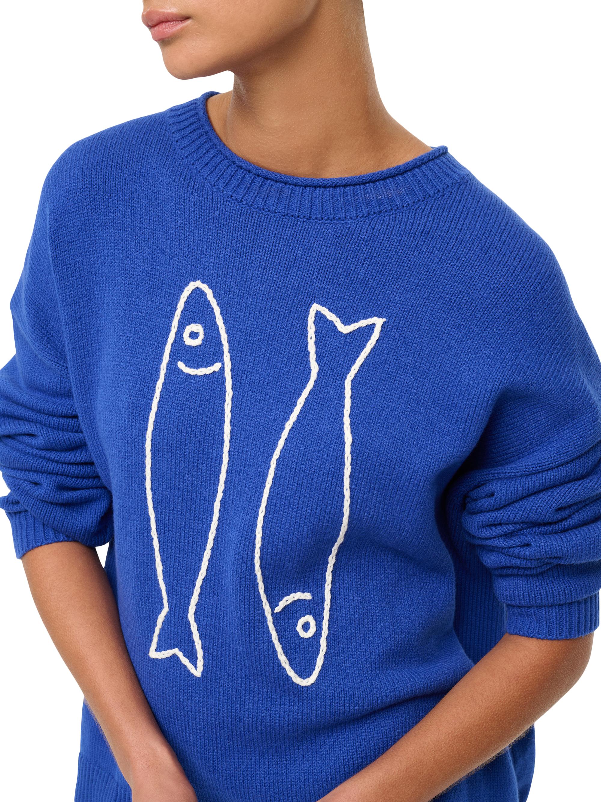 Staud Giada Fish-Print Crewneck Sweater | Saks Fifth Avenue