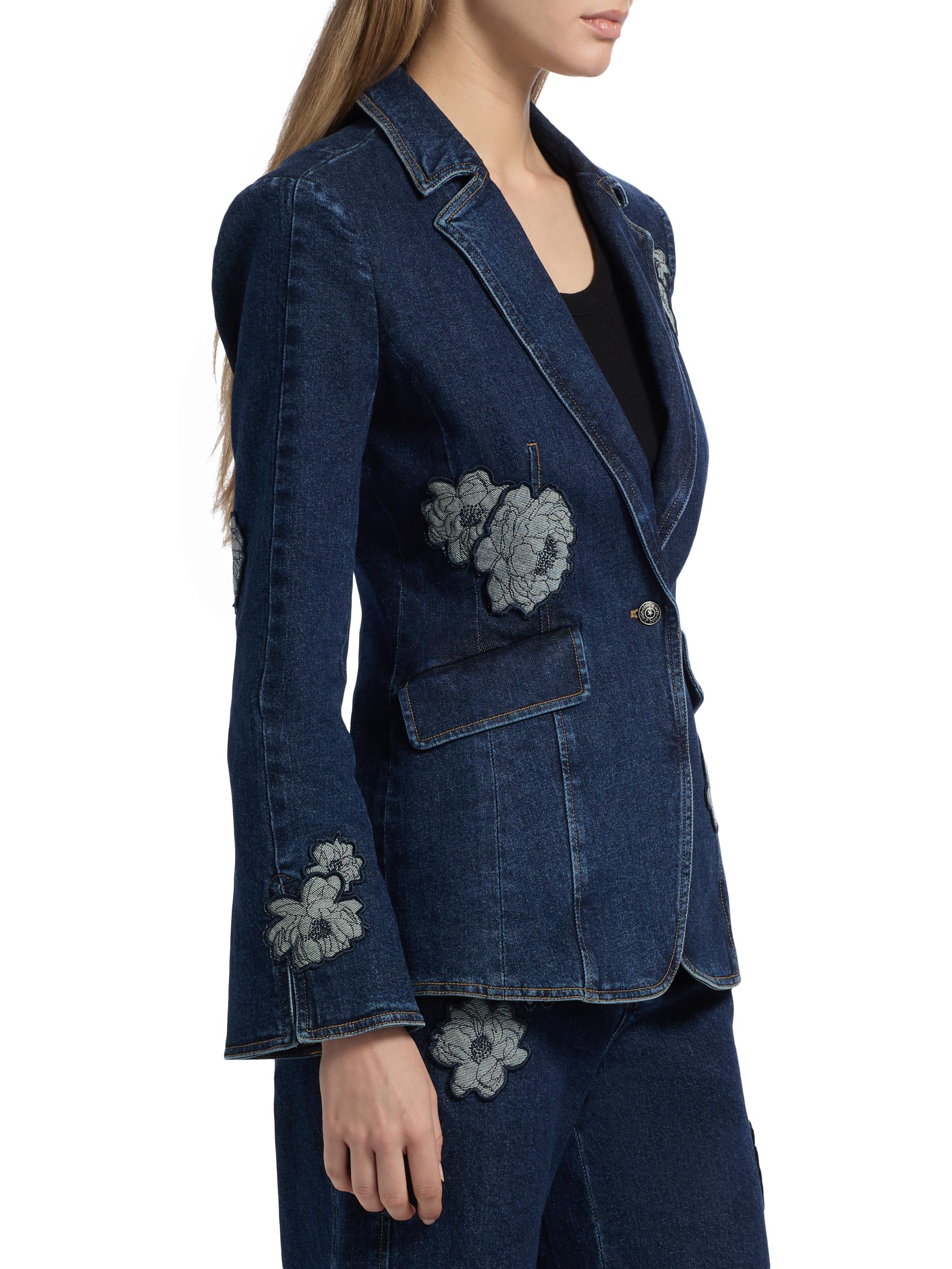 Cinq à Sept Milly Floral Appliqué Denim Jacket | Saks Fifth Avenue