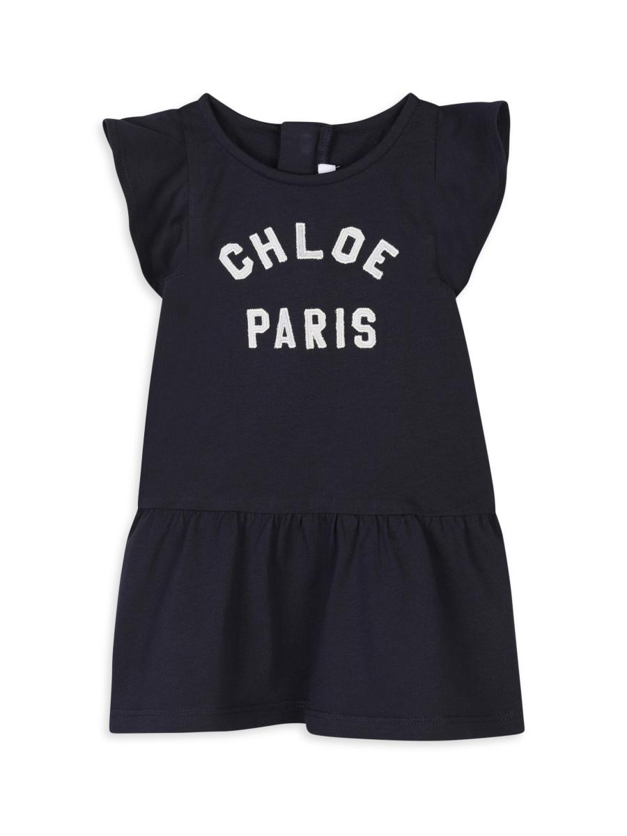 Shop Chloé Baby Girl's Logo Flutter-Sleeve Dress | Saks Fifth Avenue