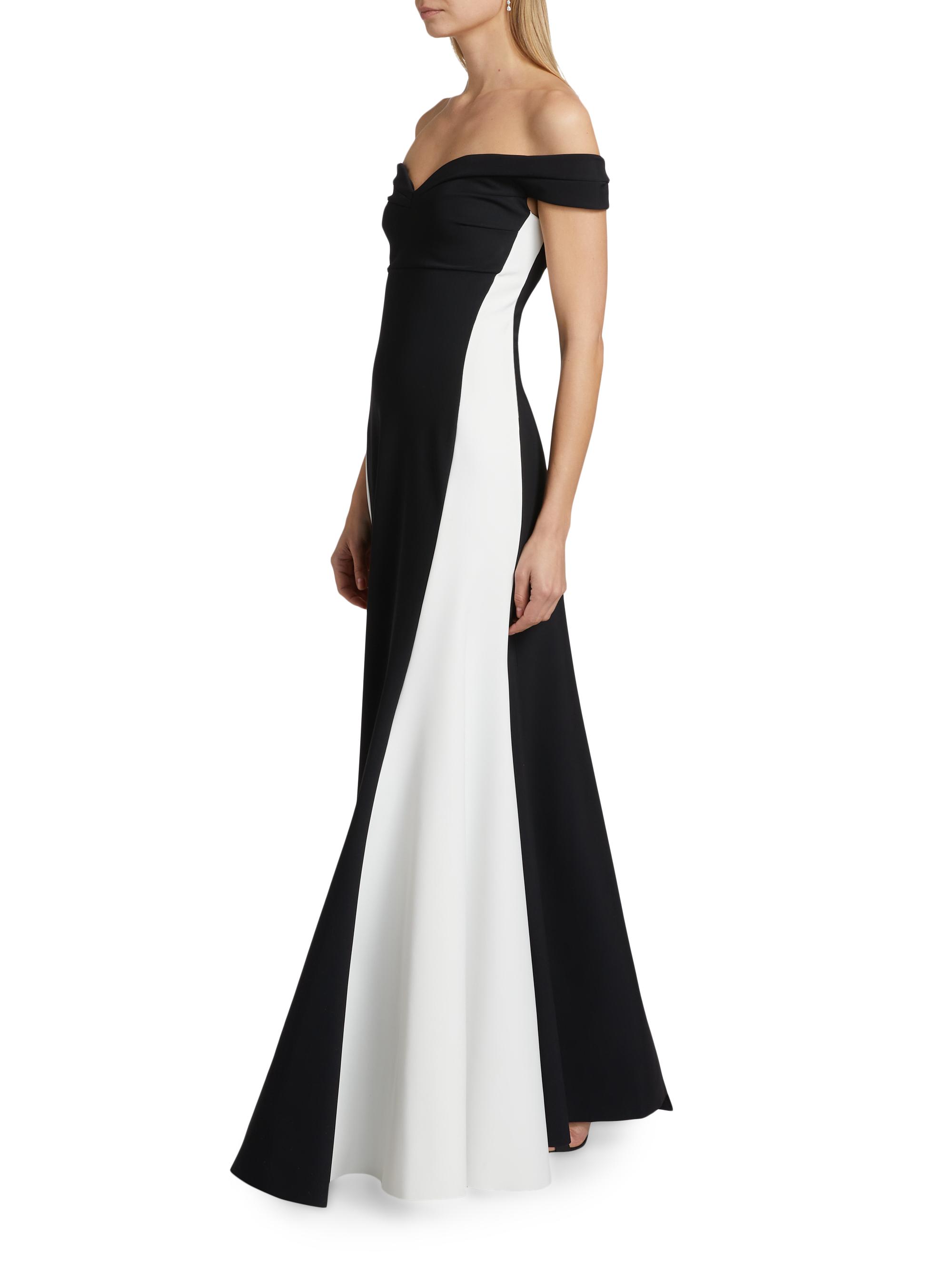 Chiara Boni La Petite Robe Goem Colorblocked Off-Shoulder A-Line Gown ...