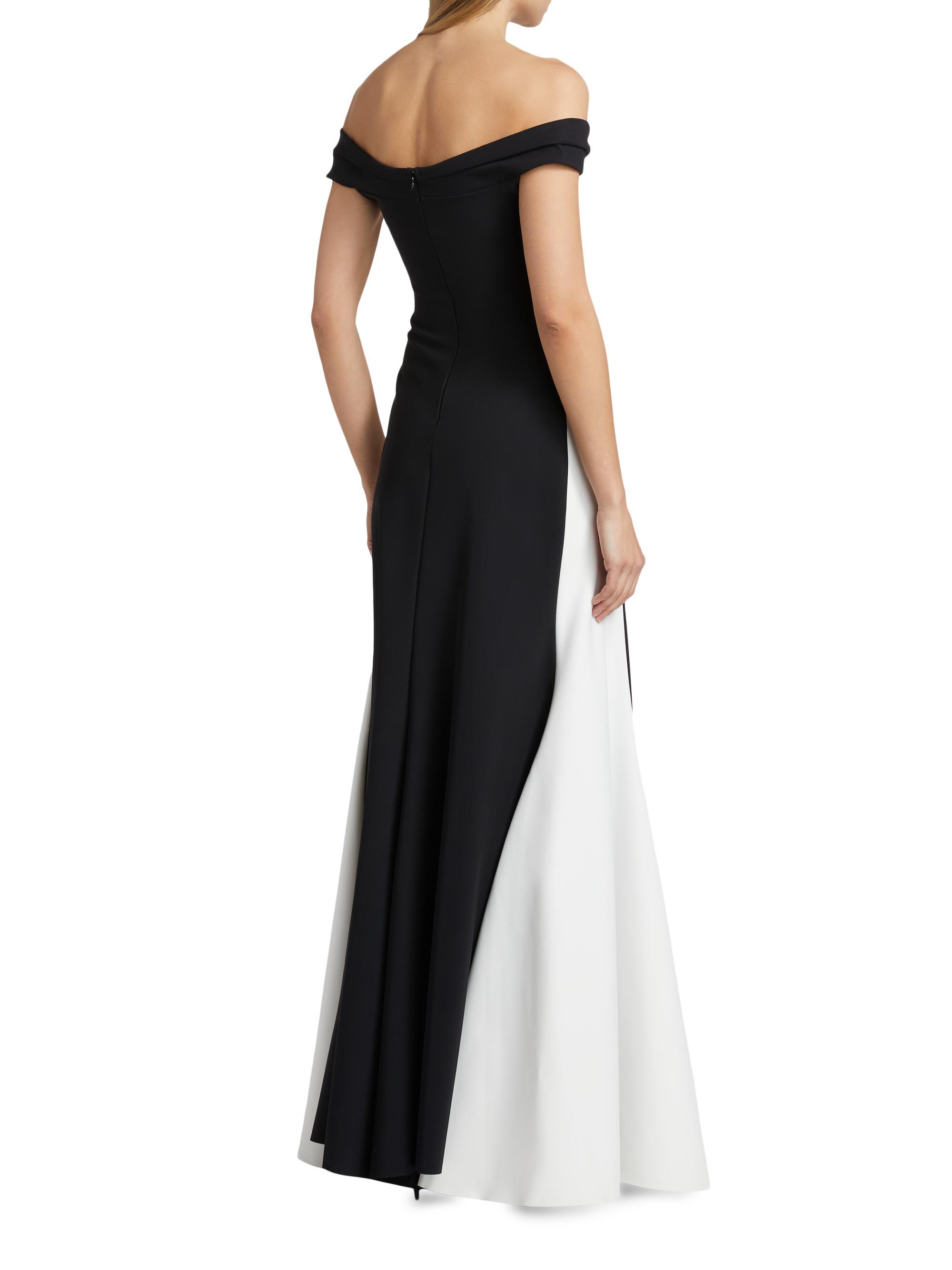 Chiara Boni La Petite Robe Goem Colorblocked Off-Shoulder A-Line Gown ...