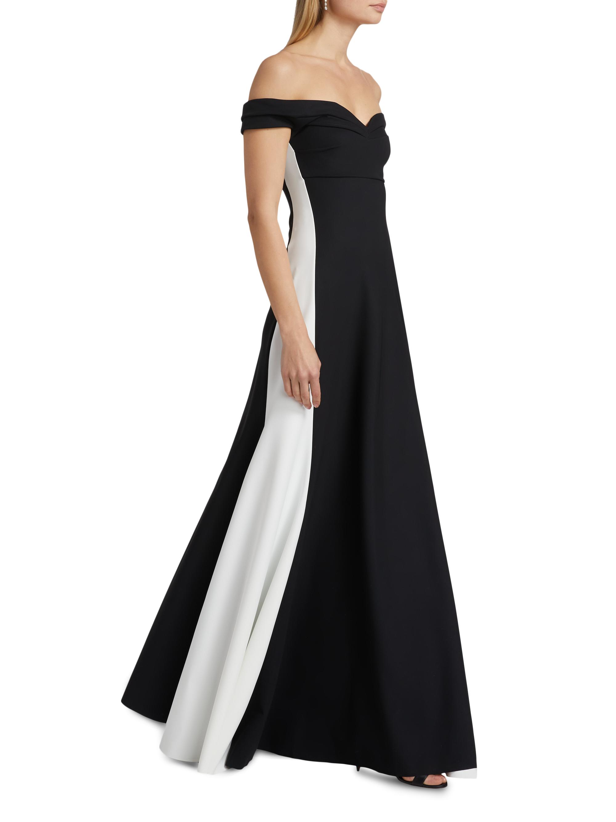Chiara Boni La Petite Robe Goem Colorblocked Off-Shoulder A-Line Gown ...