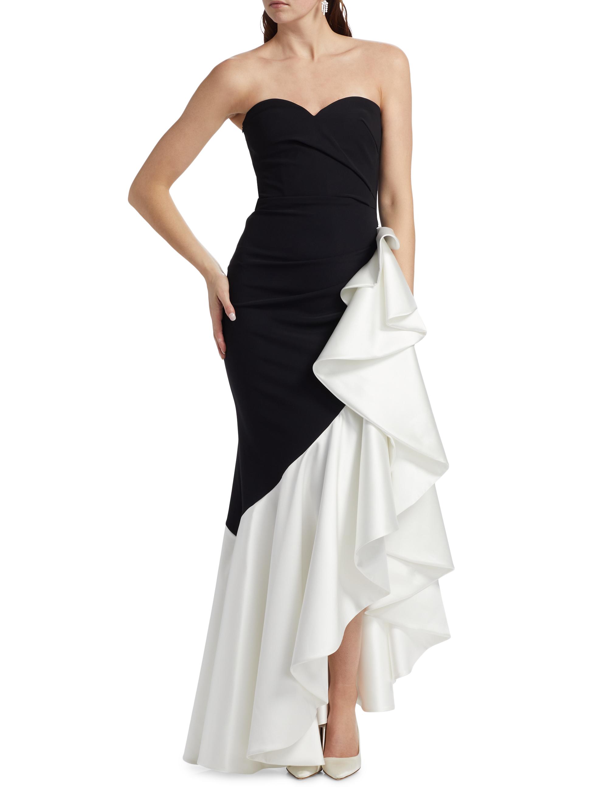 Chiara Boni La Petite Robe Ayat Ruffled Colorblocked Strapless Gown ...
