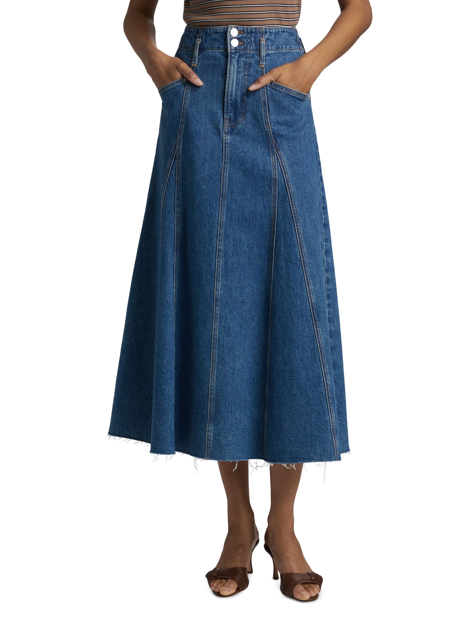 Veronica Beard Alix Circle Denim Midi-Skirt | Saks Fifth Avenue