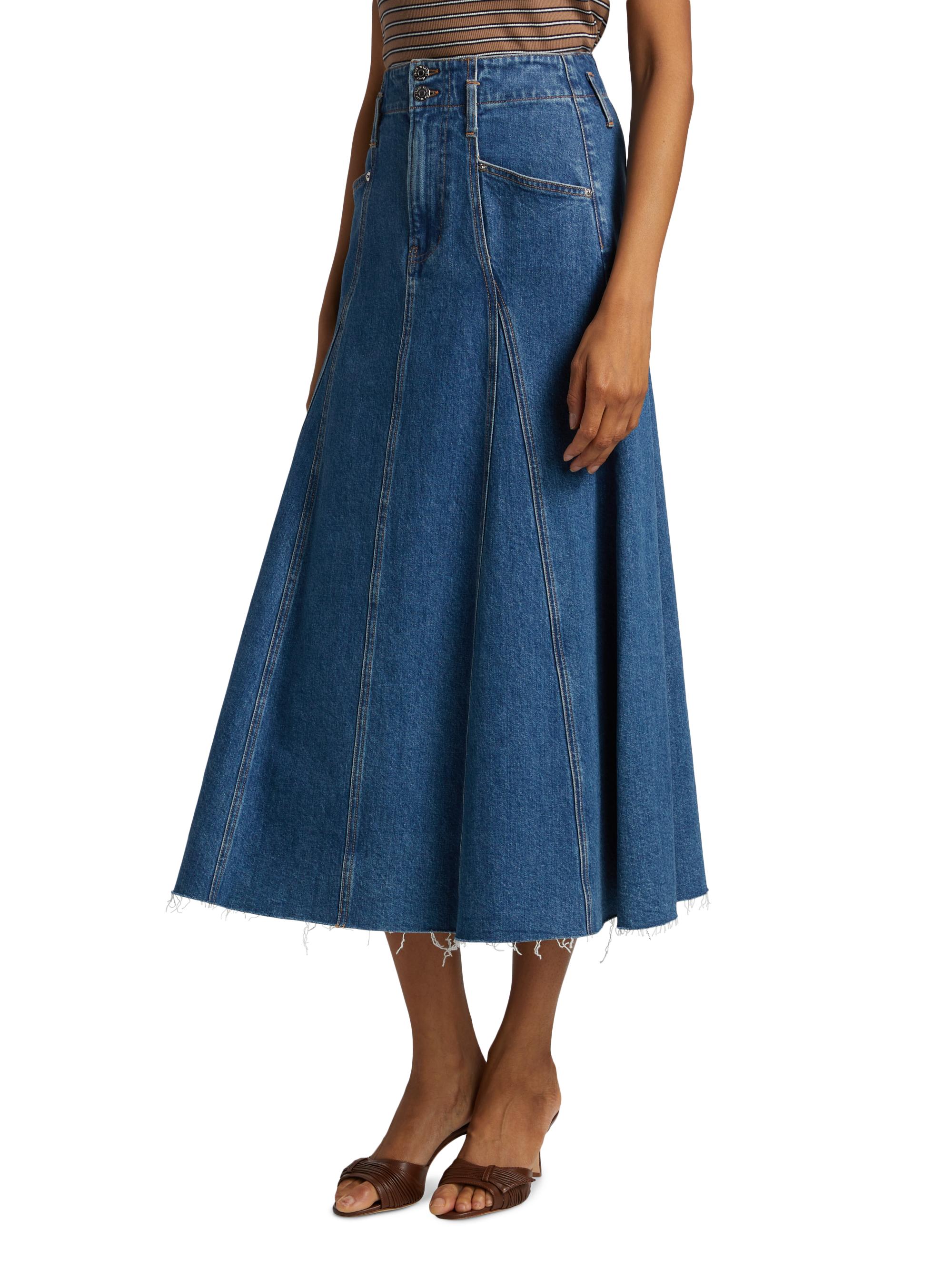 Veronica Beard Alix Circle Denim Midi-Skirt | Saks Fifth Avenue