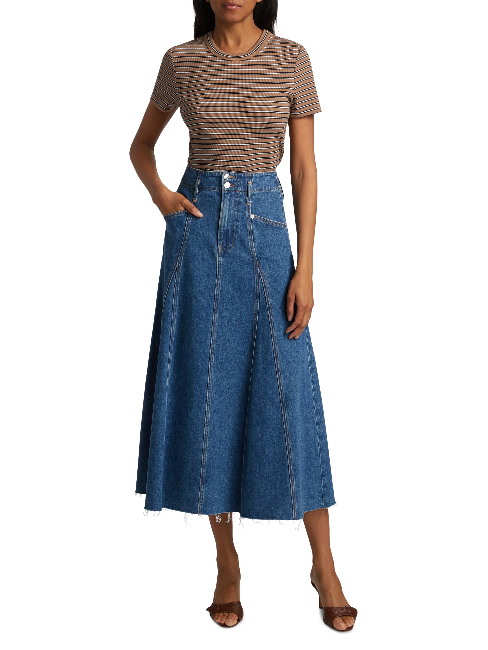 Veronica Beard Alix Circle Denim Midi-Skirt | Saks Fifth Avenue