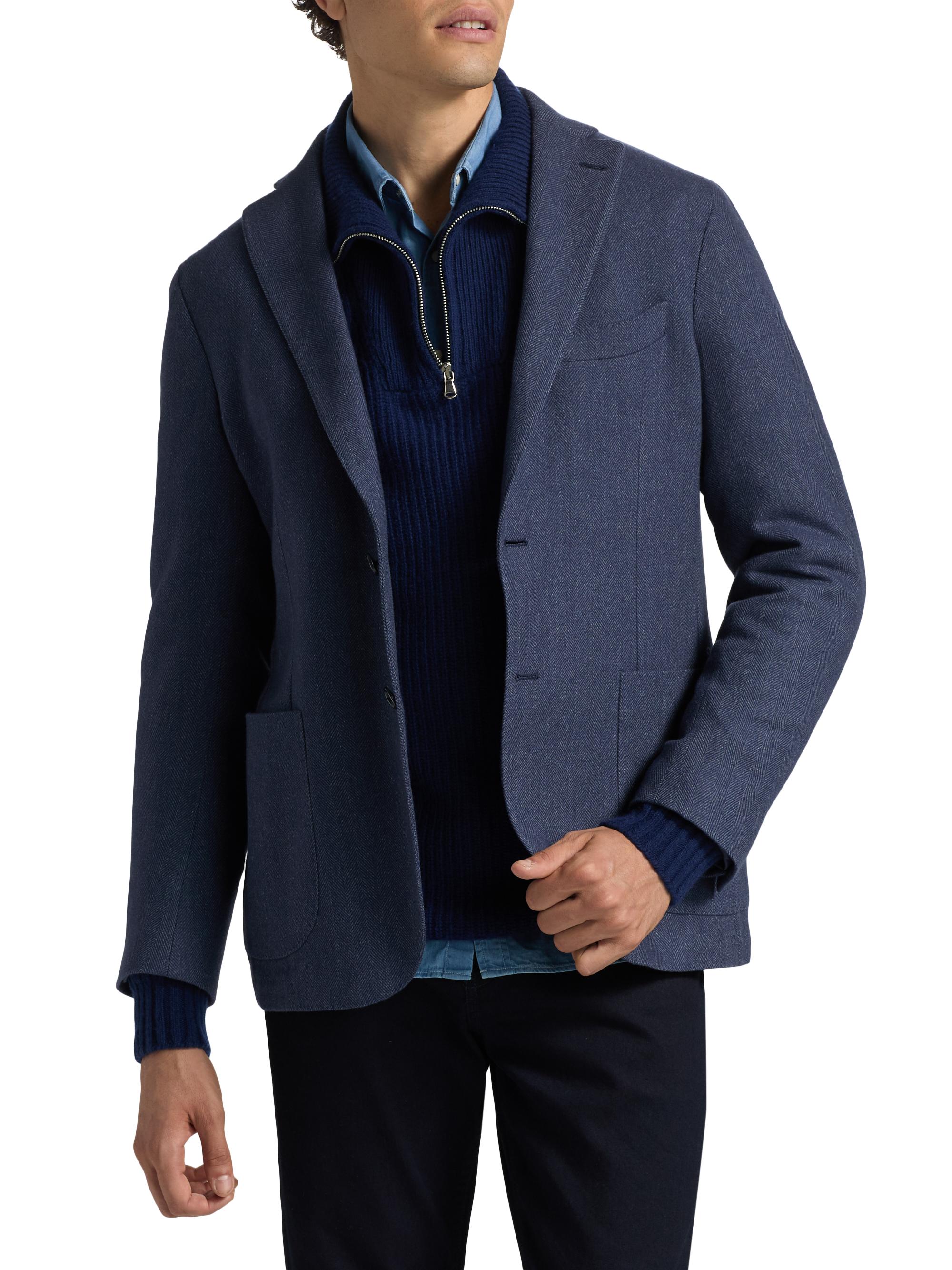 Saks Fifth Avenue COLLECTION Modern Rib-Knit Wool Half-Zip Sweater ...