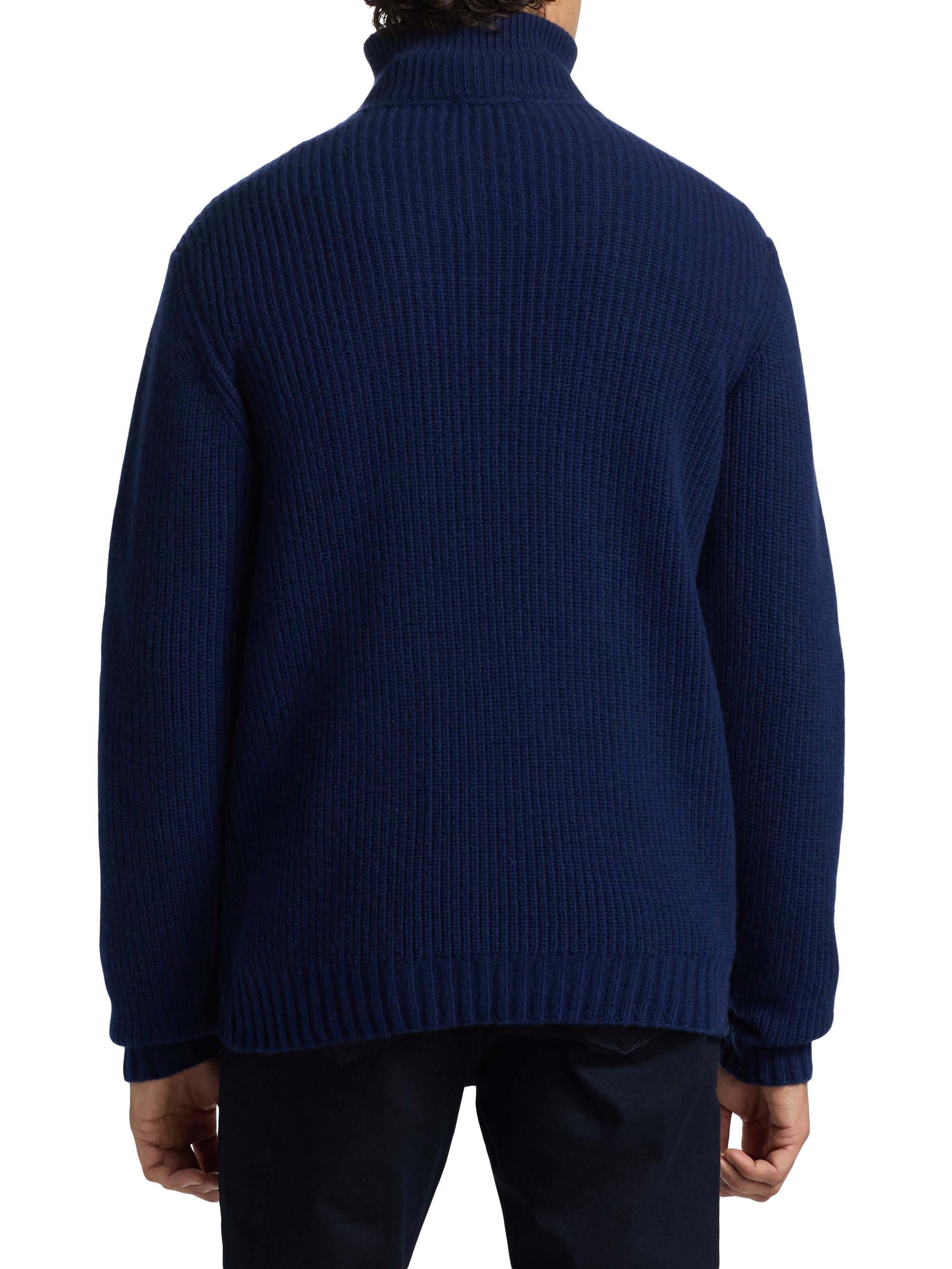 Saks Fifth Avenue COLLECTION Modern Rib-Knit Wool Half-Zip Sweater ...