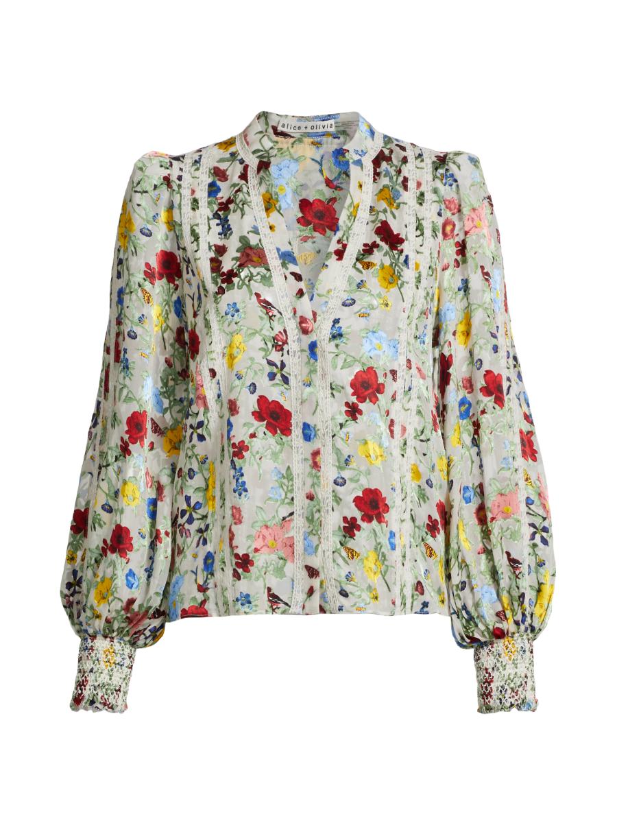 Alice + Olivia Arlette Floral Blouson Sleeve Blouse | Saks Fifth Avenue